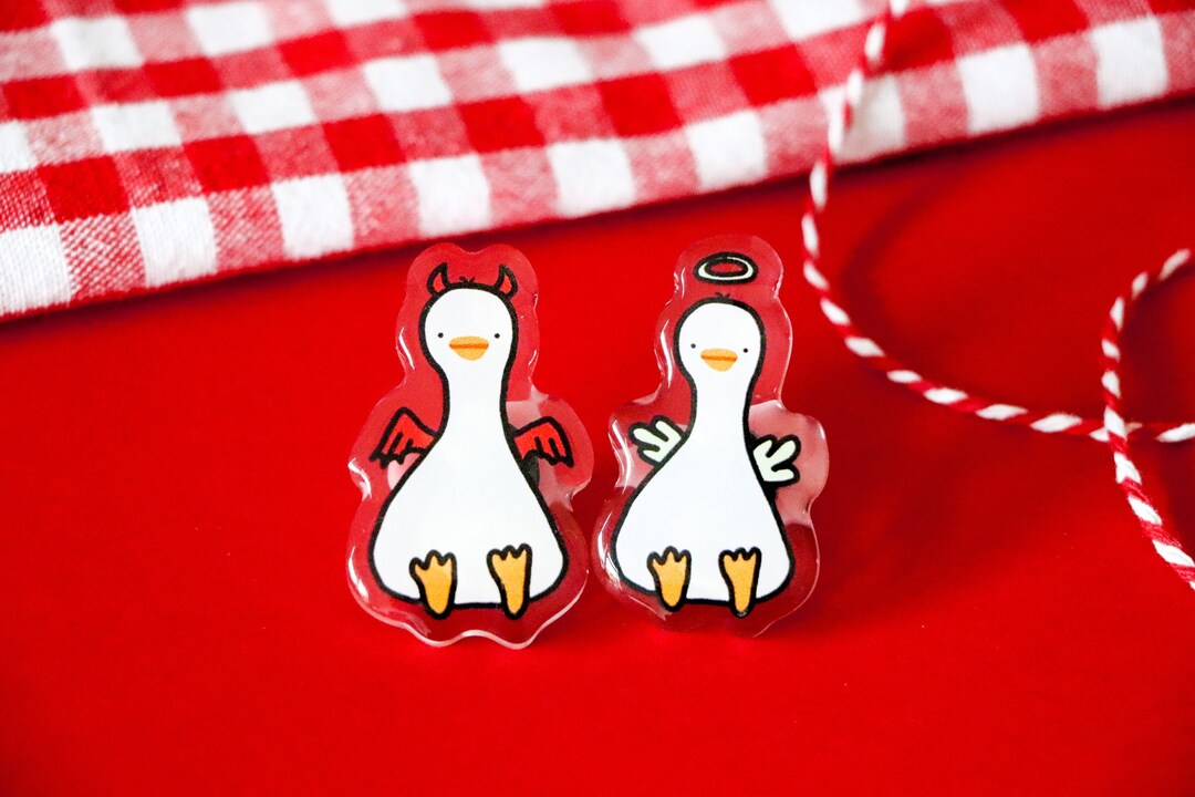 Pin acrílico de ganso ángel o demonio / Regalo divertido para parejas ...
