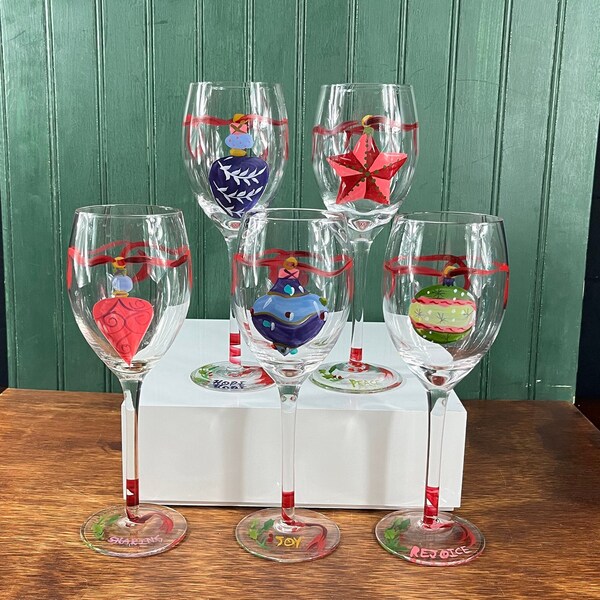 Painted Stem Glasses - Etsy