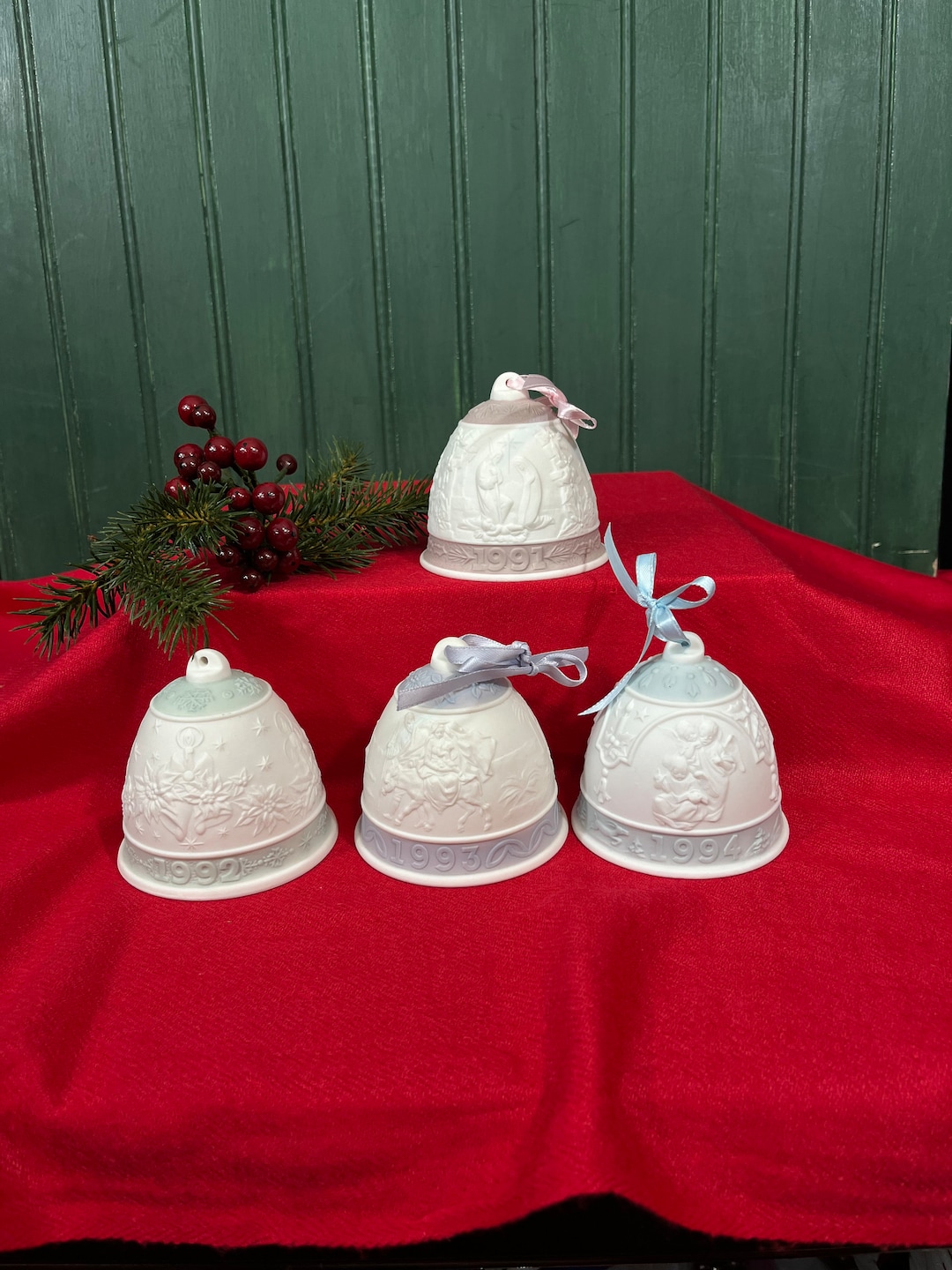 Lladró Porcelain Christmas Ornament Bells - 1987 and 1991 Through 1994 ...
