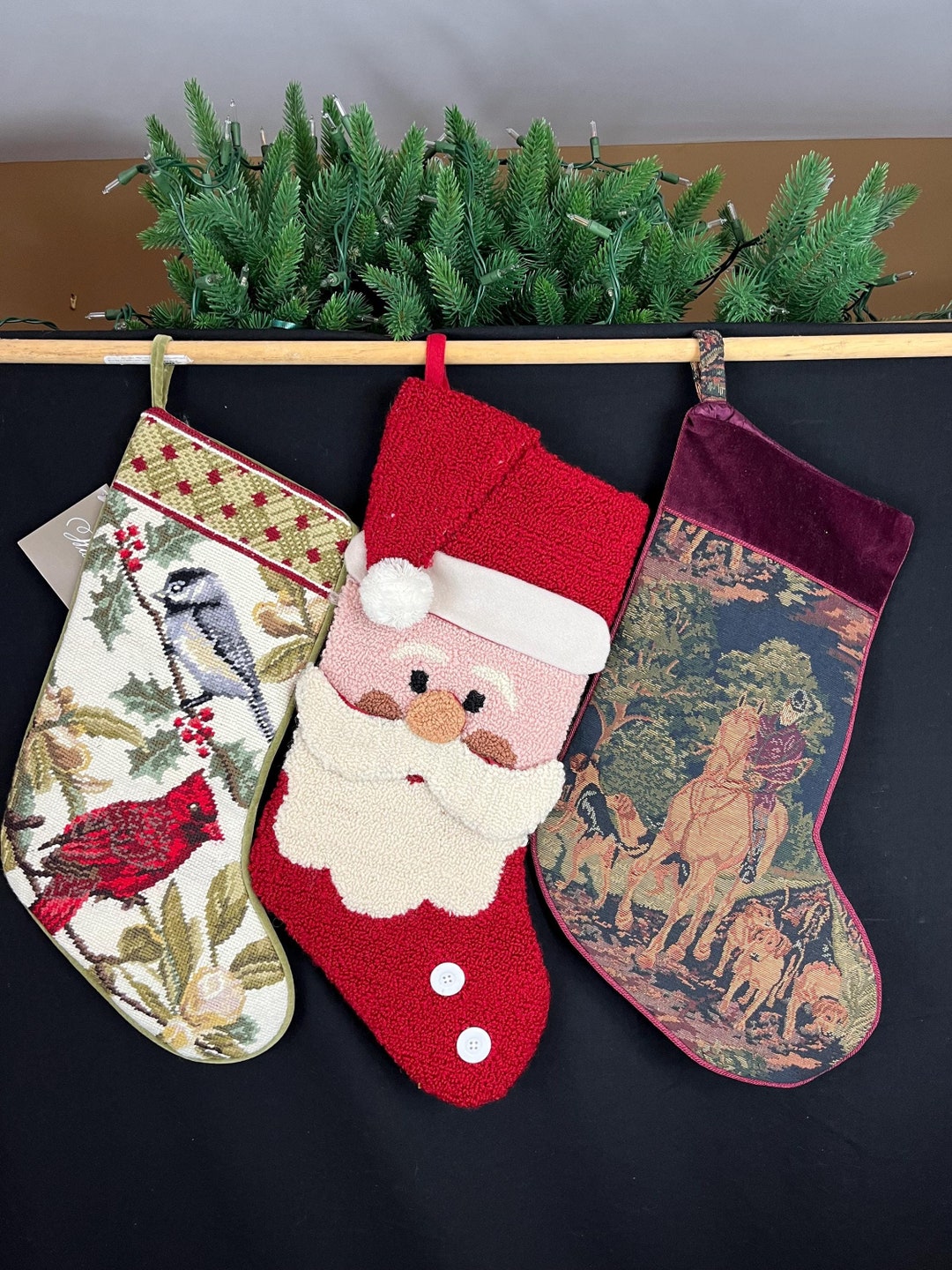 A Selection of Three Unique Christmas Stockings - Tapestry "fox Hunt ...