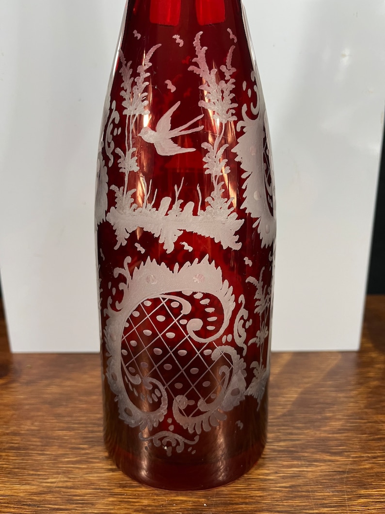 Egermann Bohemian Crystal Ruby Red Stained Cut to Clear - Etsy