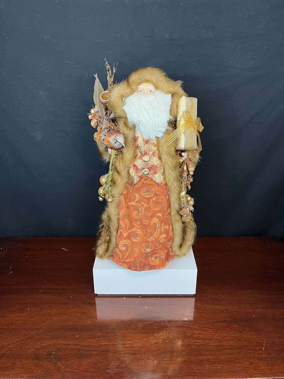 Vintage Ornate Old World Father Christmas Tree Topper - Santa Carrying ...