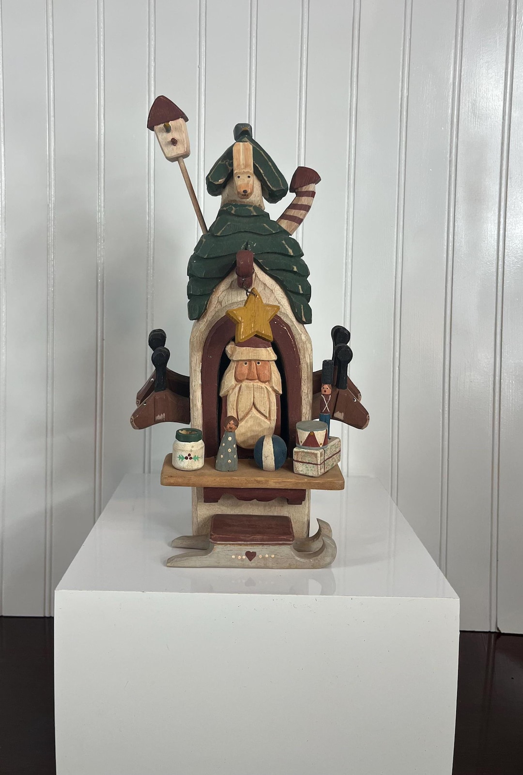 Carved Thomas Sparks Folk Art "santa's Workshop" for Derek Adams ...