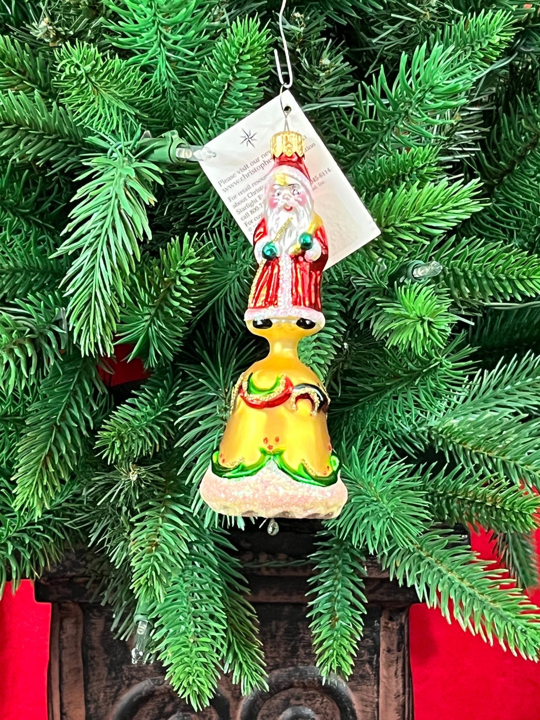 Christopher Radko "ring Ring" Blown Glass Ornament - Santa on Golden ...