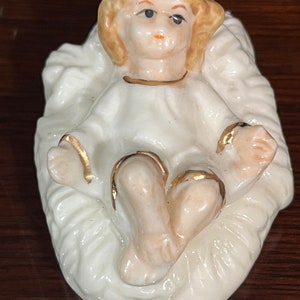 Miniature Nativity Set -three Porcelain Holy Family Figurines by Autom ...