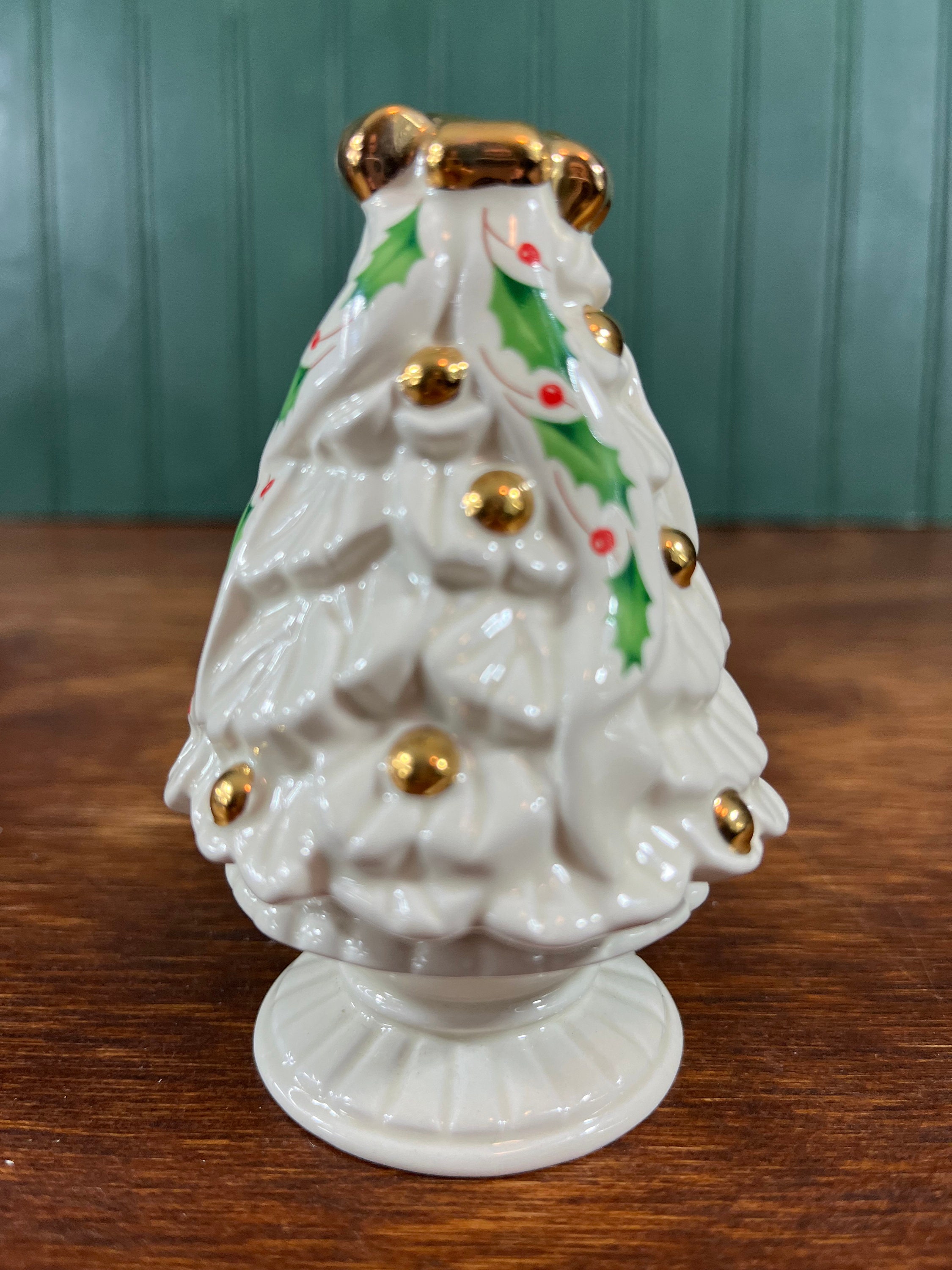Vintage Lenox Christmas Tree Salt and Pepper Shakers With Gold Ornament ...