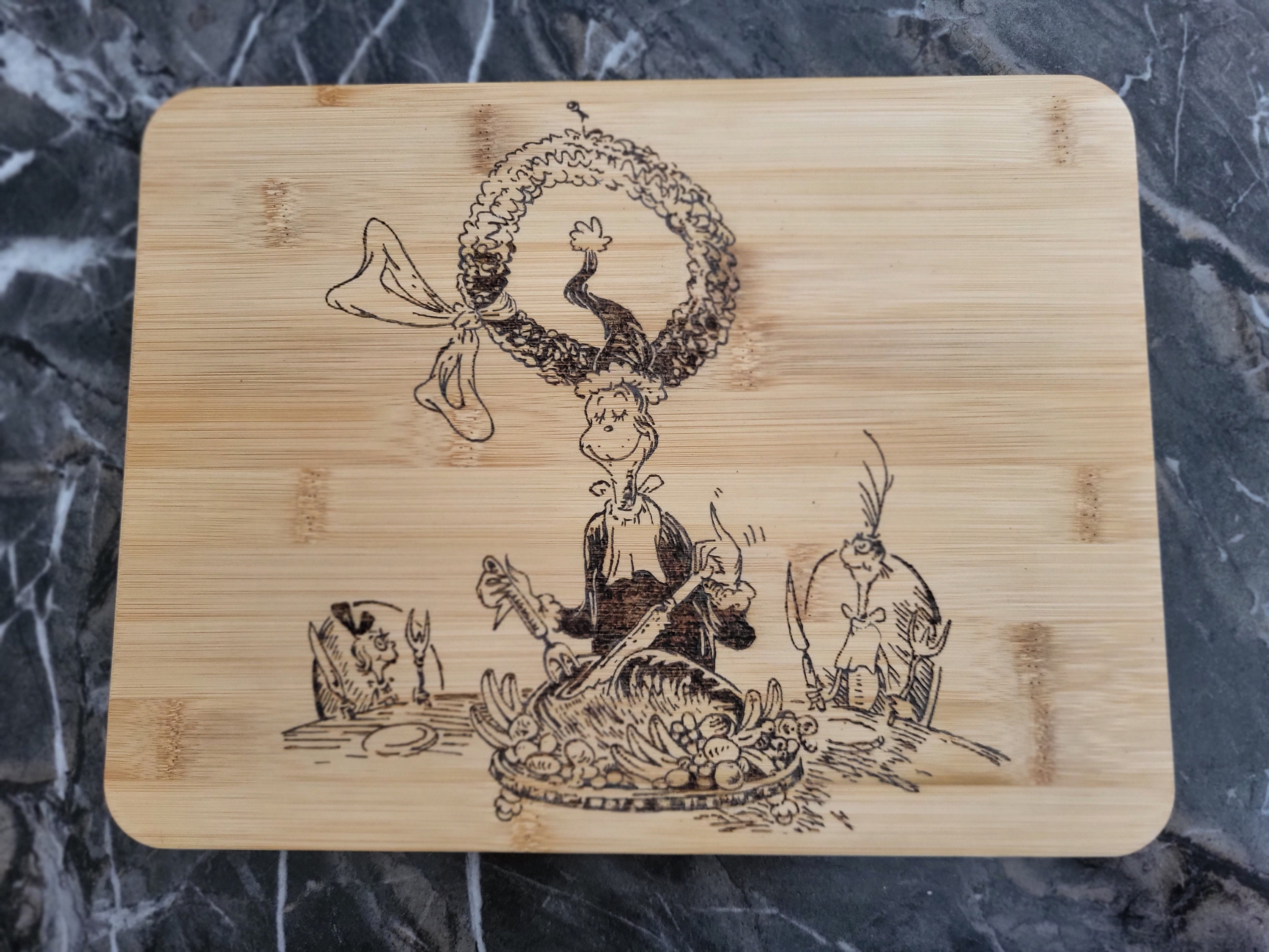 Grinch Cutting Board. Bamboo Christmas 12"x9" Cutting Board. Grinch ...