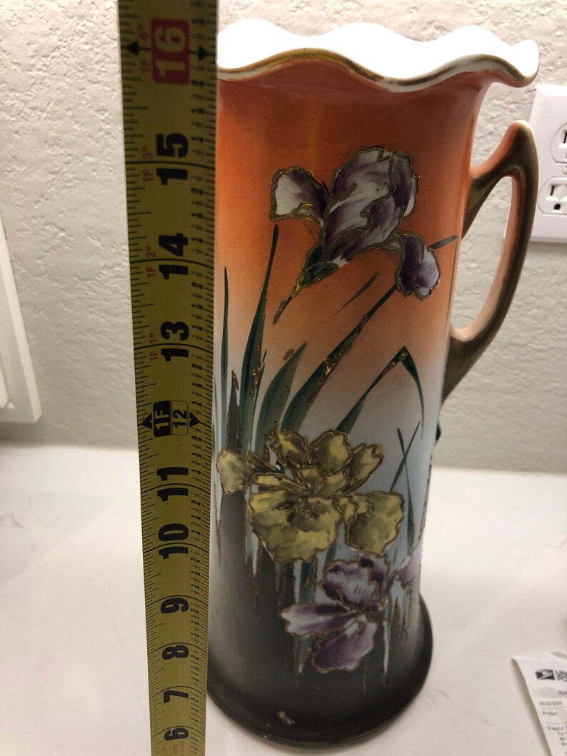 Royal Nippon Nishiki Hand Painted Floral Vase Gold Moriage Large 16 ...