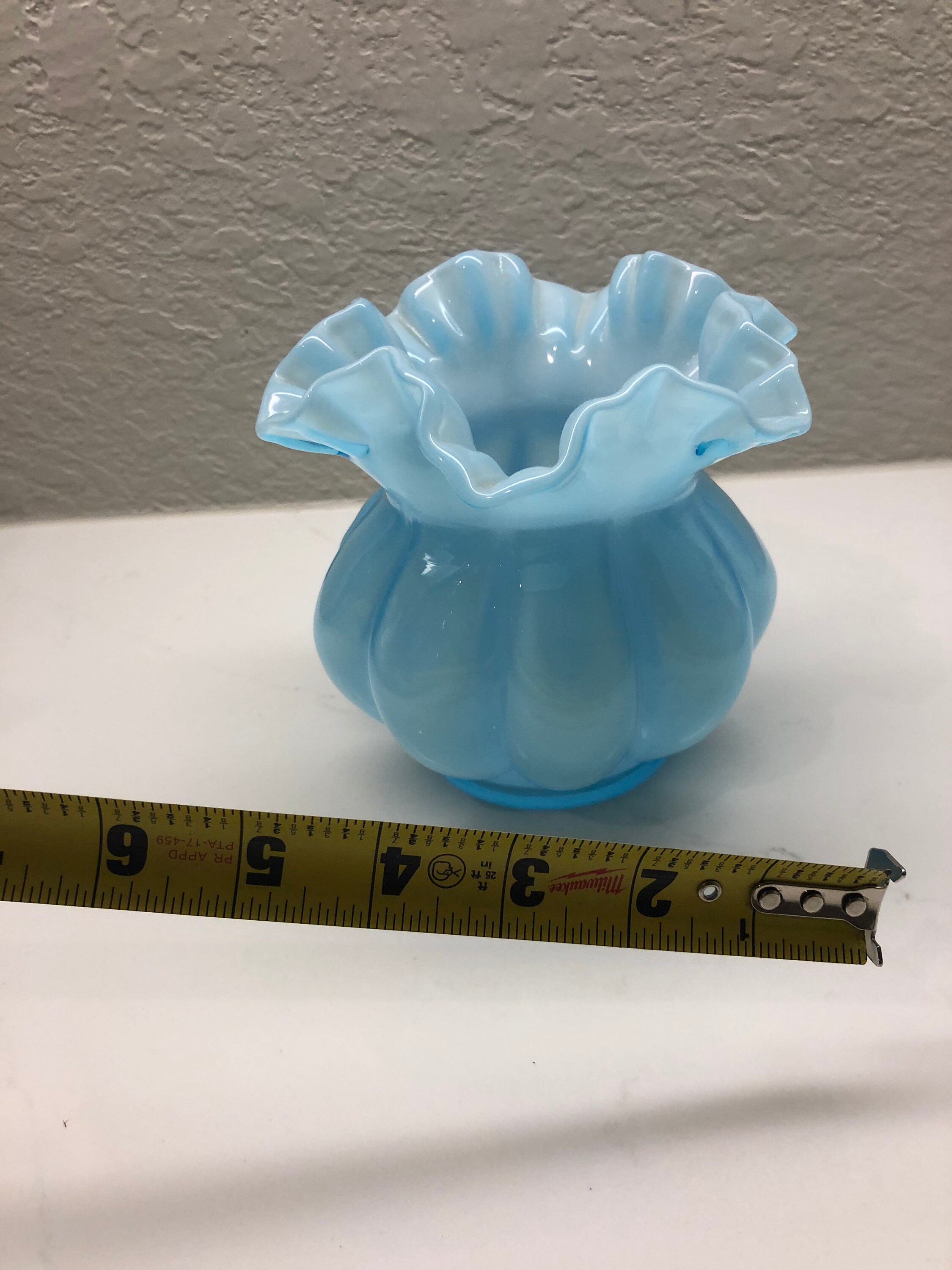 Fenton Blue Overlay 5 Flower Vase Pale Aqua Powder Blue - Etsy