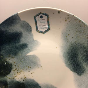 Set of 6 Intesa Blues, Greens, Gold Abstract Design 9.5" Pasta/dessert ...