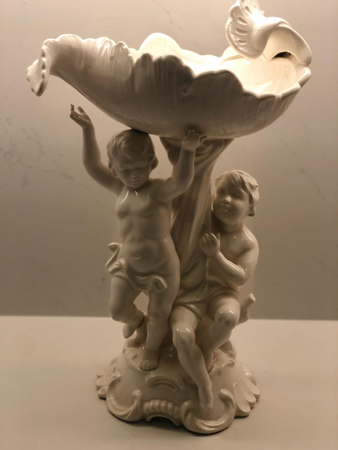 Ceramic Faience Centerpiece Compote Bowl Cherub 15 Made in Japan Read ...