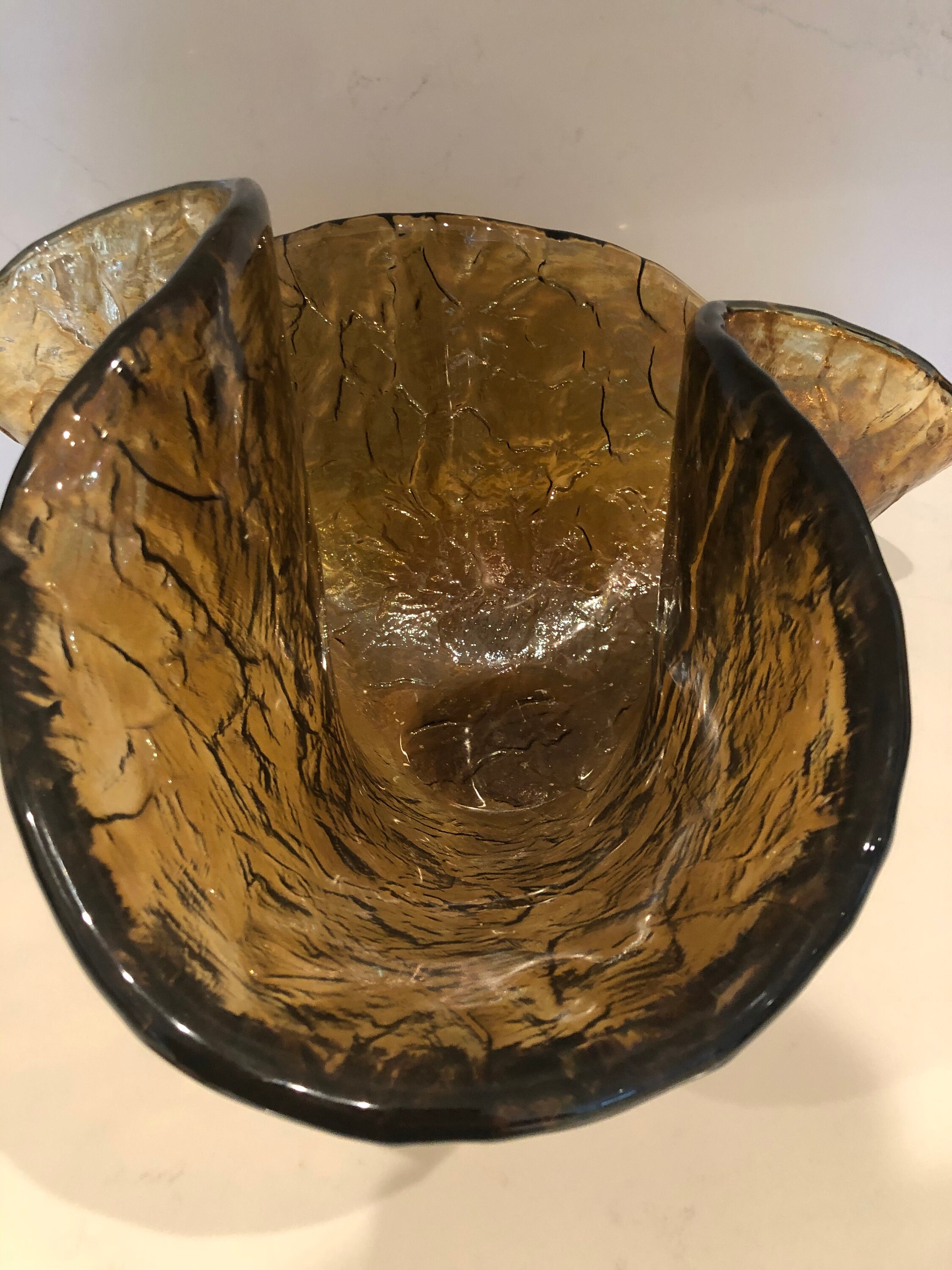 Jsg Oceana Art Glass Centerpiece Made in USA Large Bowl Freeform ...