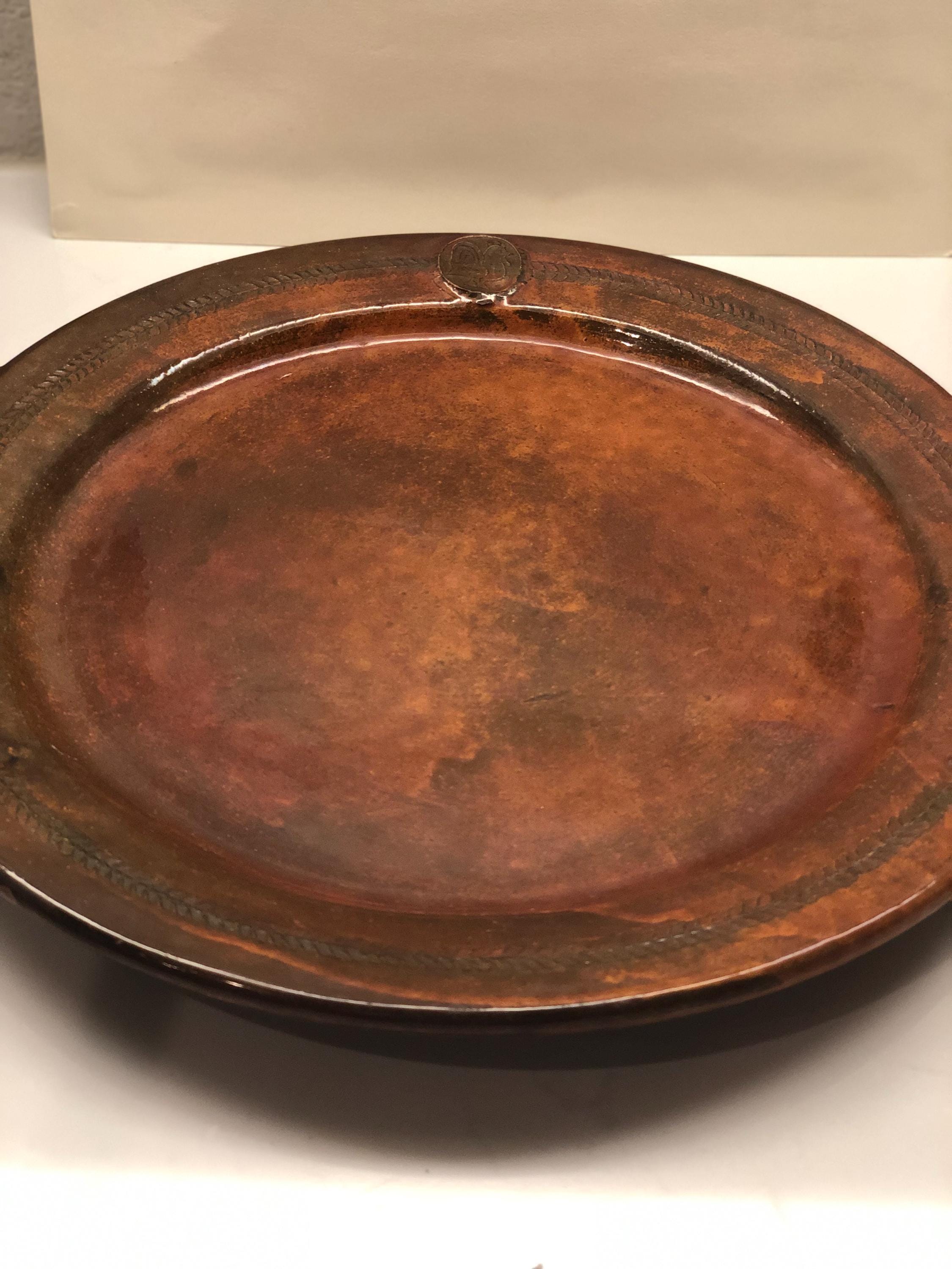 Large Antique Vintage Italian Ceramic Platter Brown Pottery , Serving ...