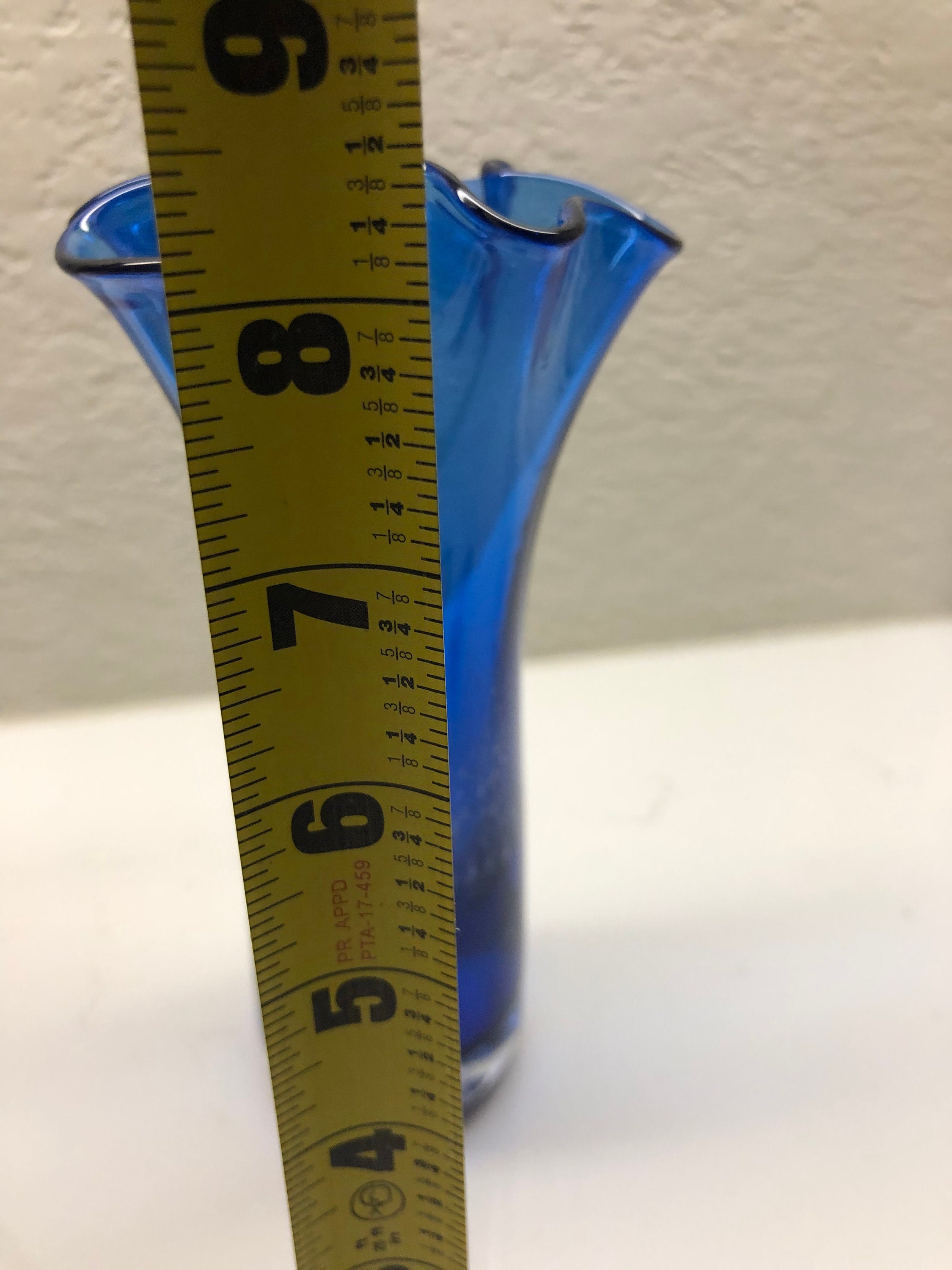 David Traub Art Glass Cobalt Blue Vase Signed Vintage 83 Rare Art Work ...