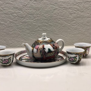 Antique Chinese Tea Set Hand Painted Porcelain Miniature Set - Etsy