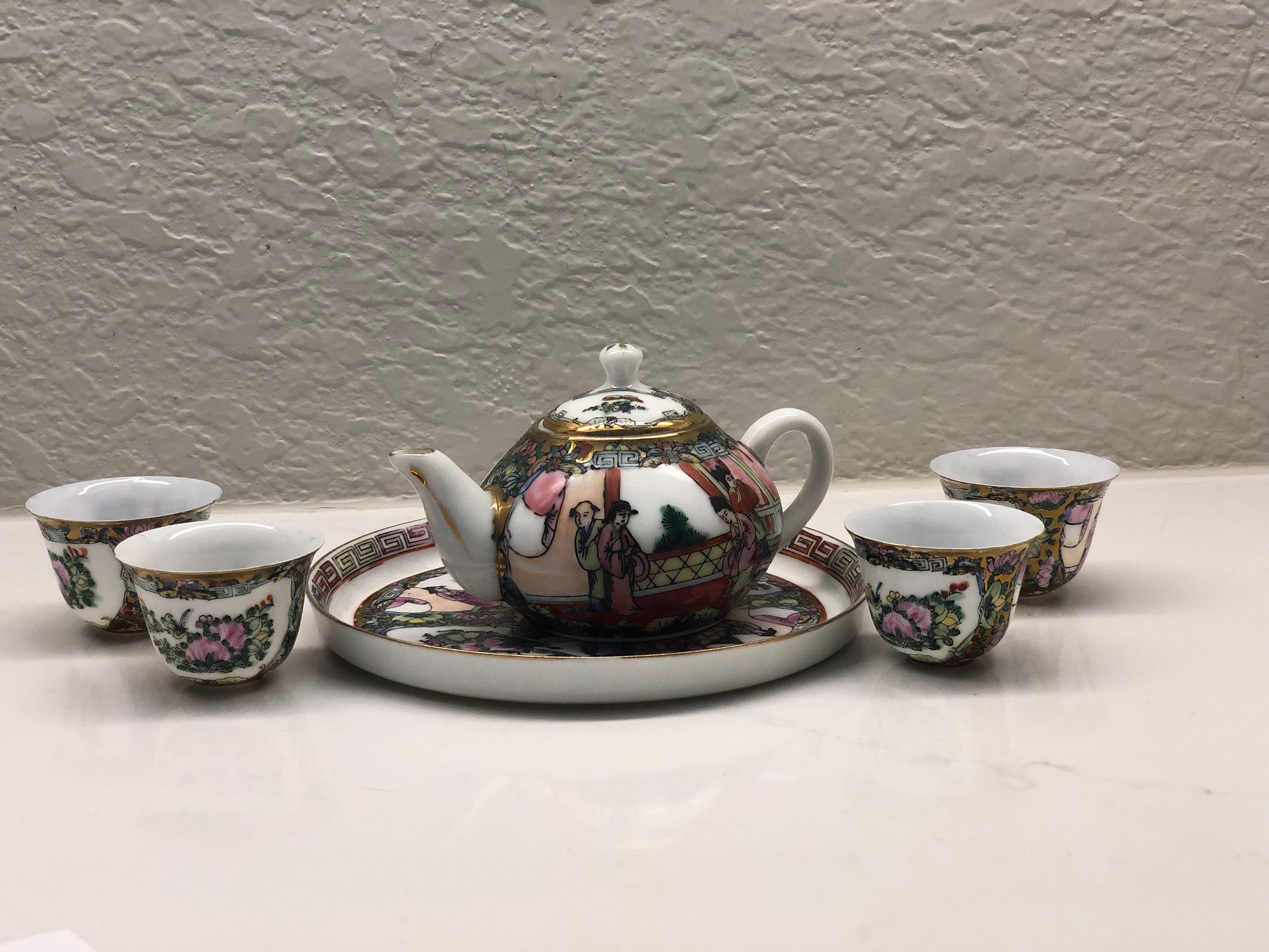 Antique Chinese Tea Set Hand Painted Porcelain Miniature Set - Etsy