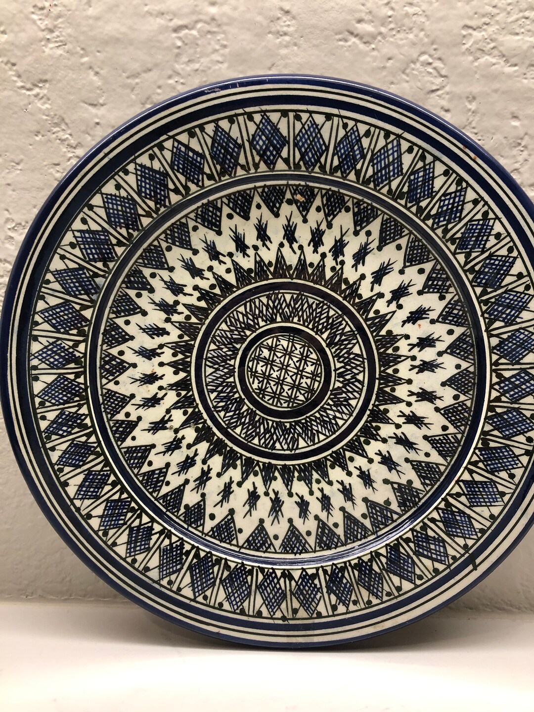 Antique Vintage Moroccan Safi Wal Plate Bowl Handmade Painted Ceramics ...