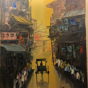 ALFREDO FRED SABATER Vintage Large Framed Painting Artist Signed Canvas ...