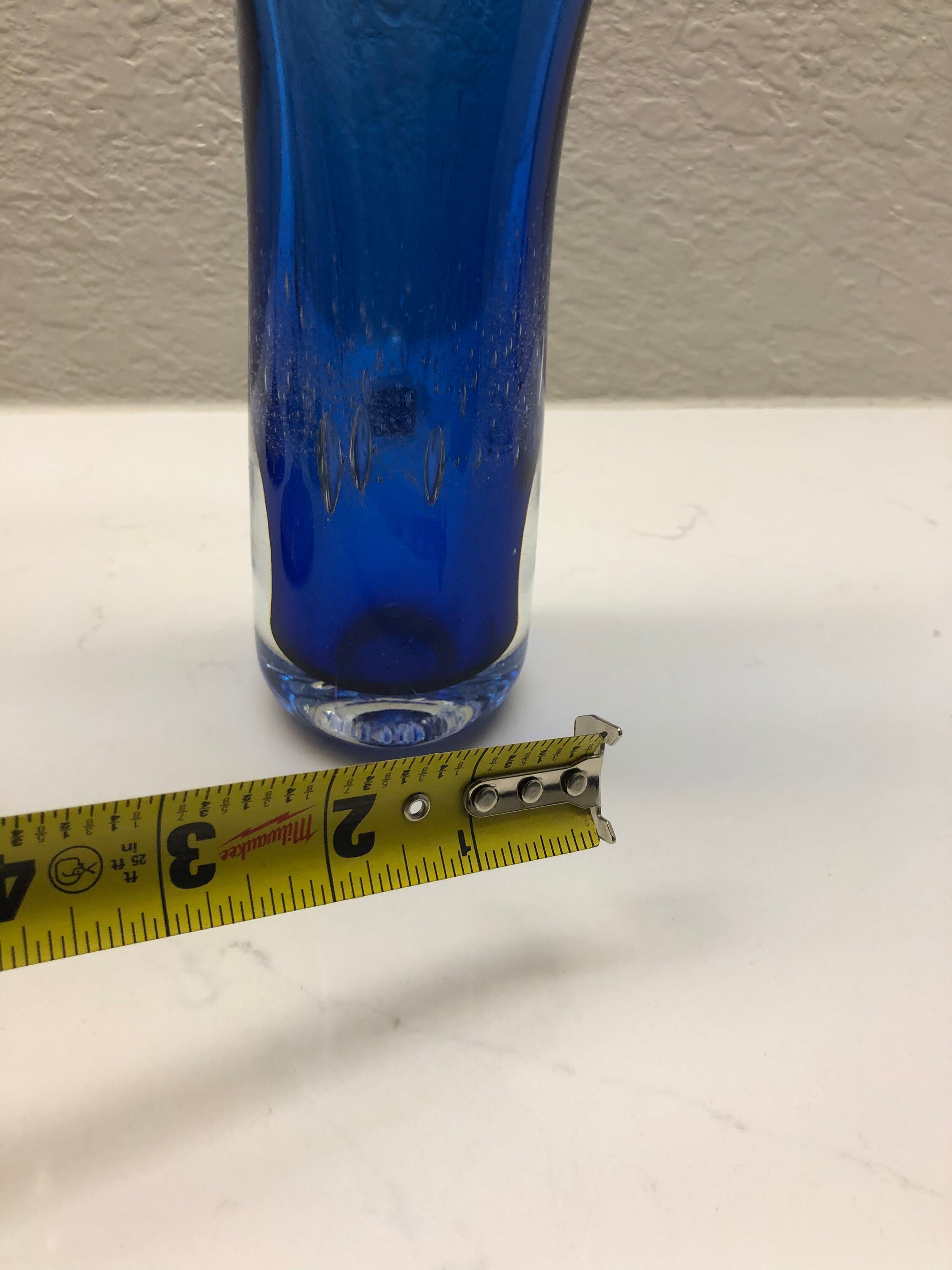 David Traub Art Glass Cobalt Blue Vase Signed Vintage 83 Rare Art Work ...