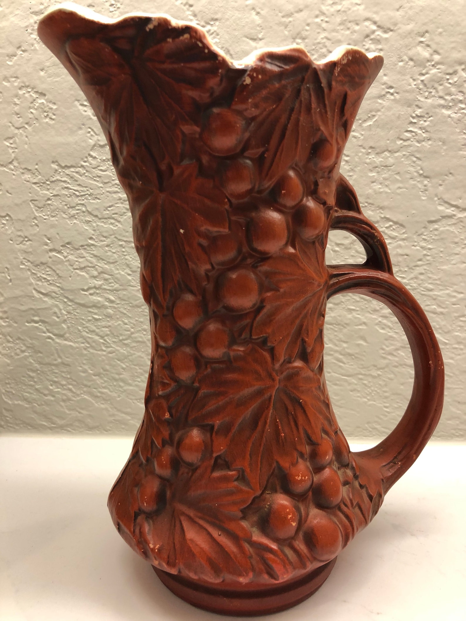 Vintage Mccoy Pottery #616 Red Finish Grape Pitcher Vase 9.25" - Etsy