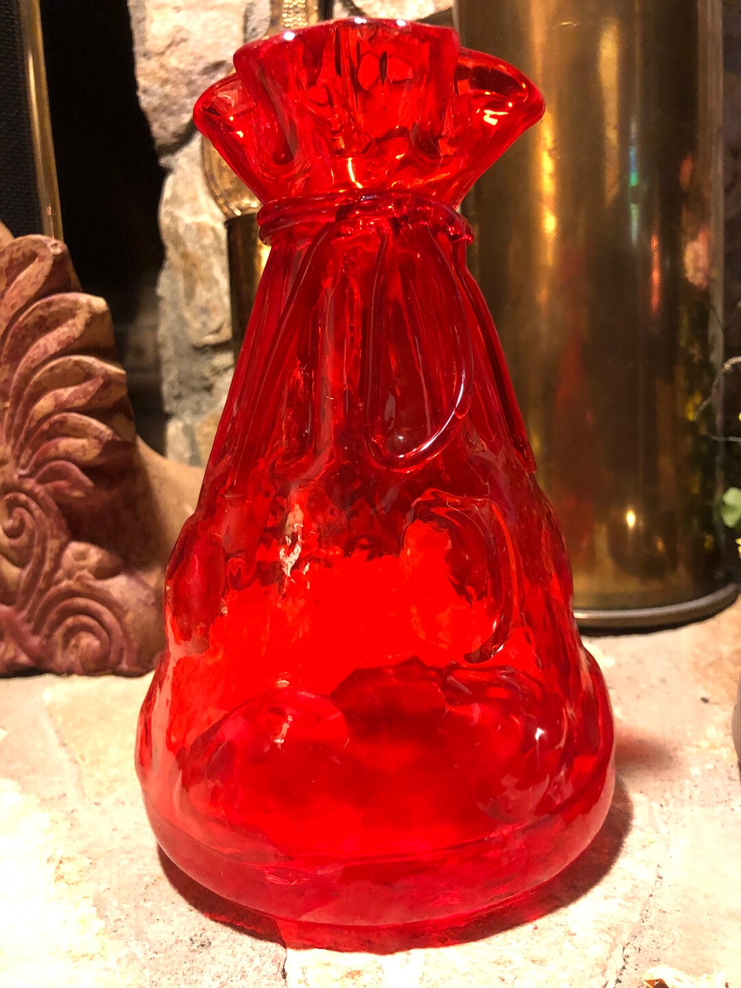 Art Glass Vase Applied Ribbon Home Accents - Etsy