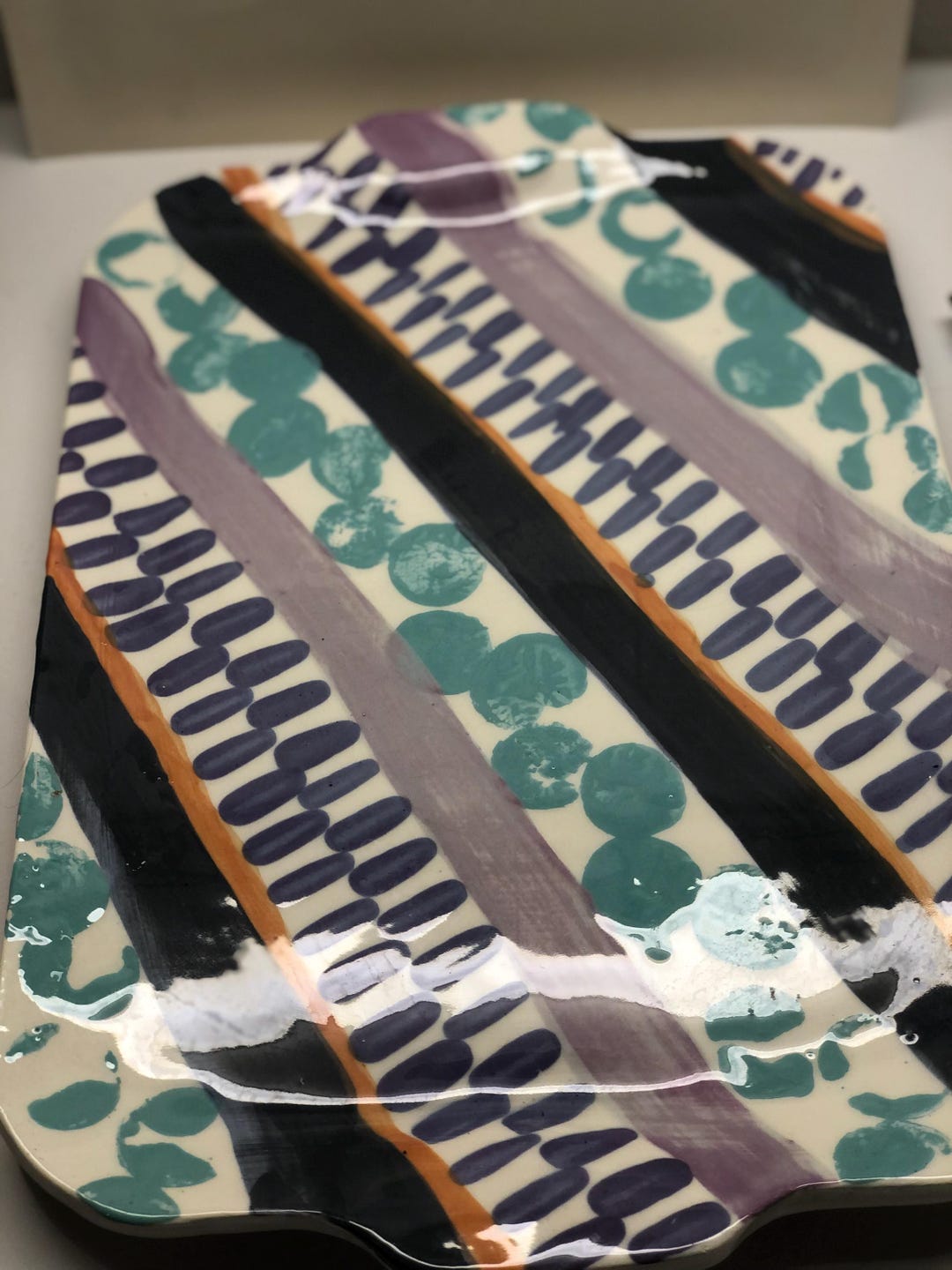 Ceramic Pottery Tray Signed Studio Art Vista Multicolor Graffiti Design ...