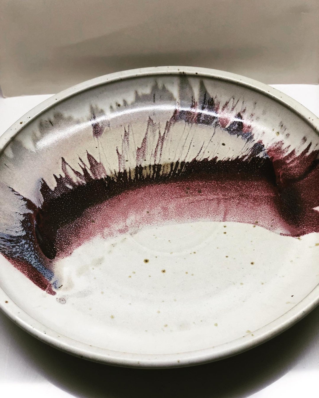 Studio Pottery Large Stoneware Plate Purple Abstract Centrepiece - Etsy