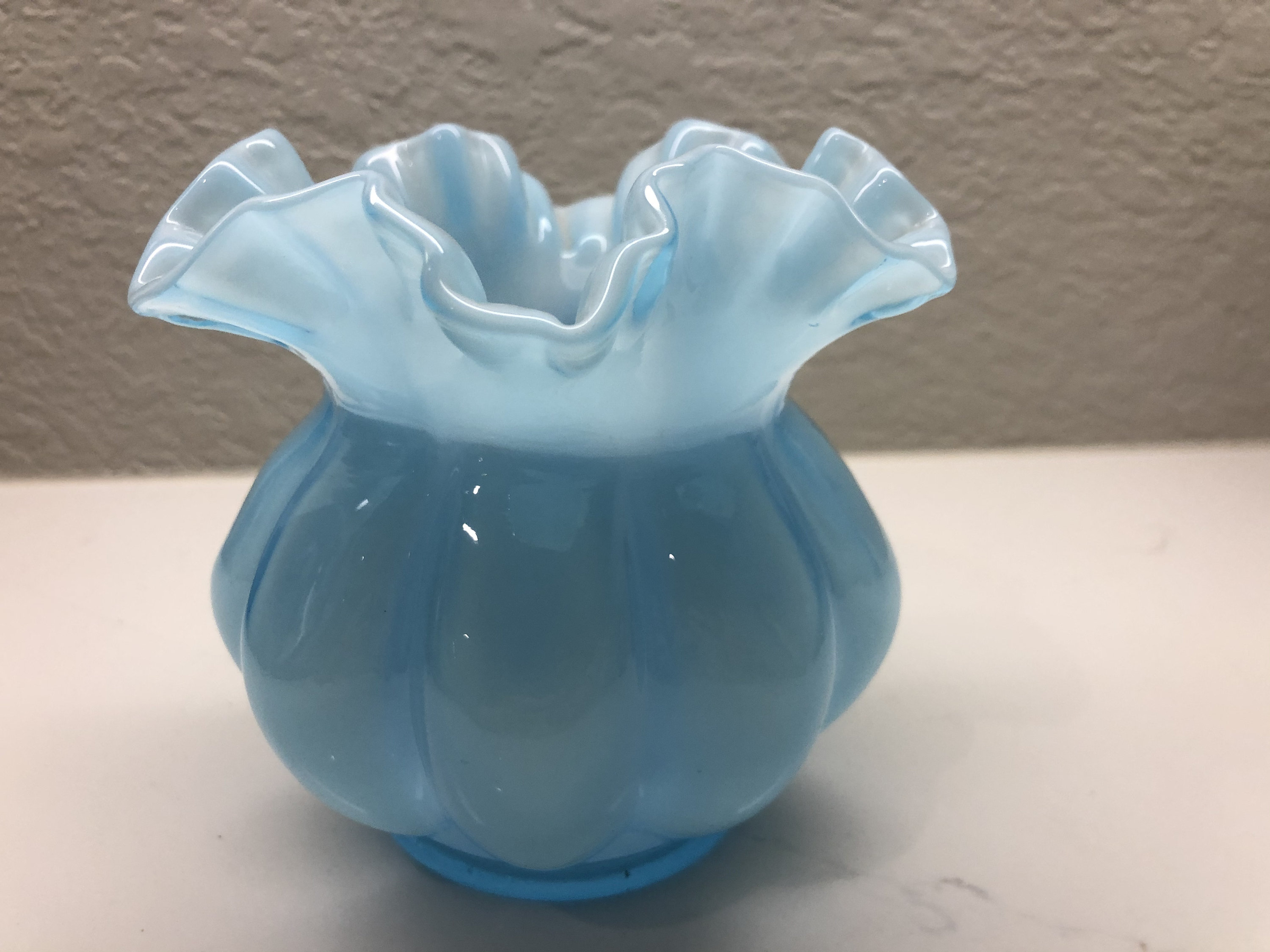 Fenton Blue Overlay 5 Flower Vase Pale Aqua Powder Blue - Etsy