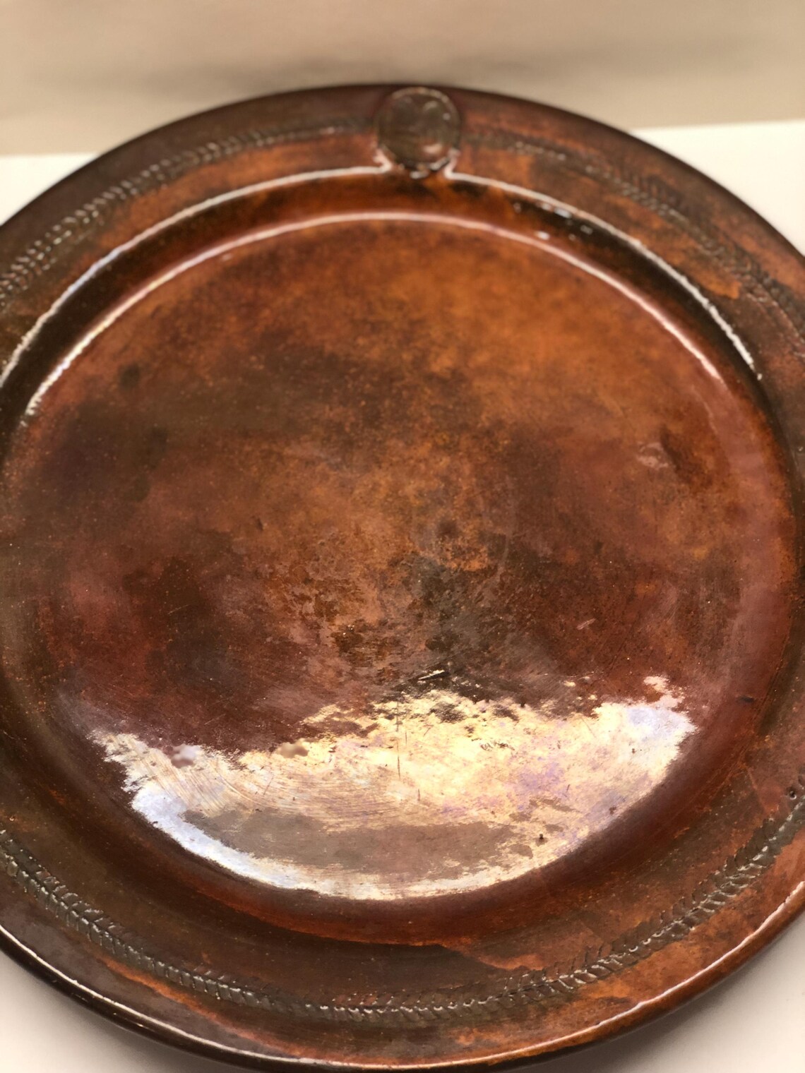 Large Antique Vintage Italian Ceramic Platter Brown Pottery , Serving ...