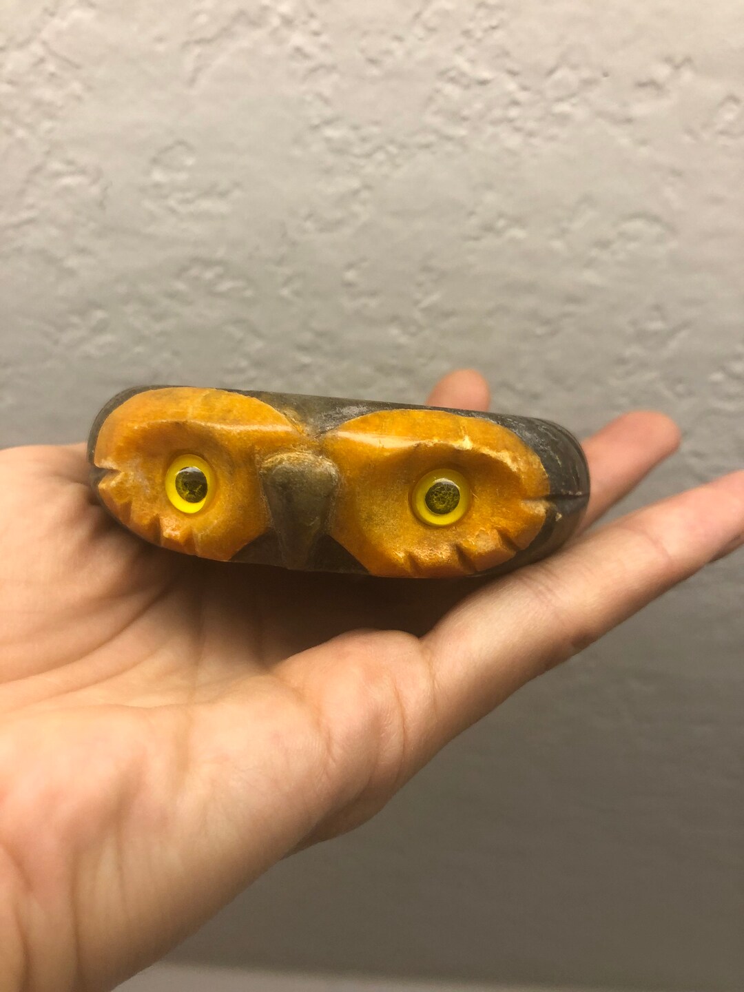 Alabaster Owl Ashtray Vintage Yellow Glass Eyes Preowned Used ...