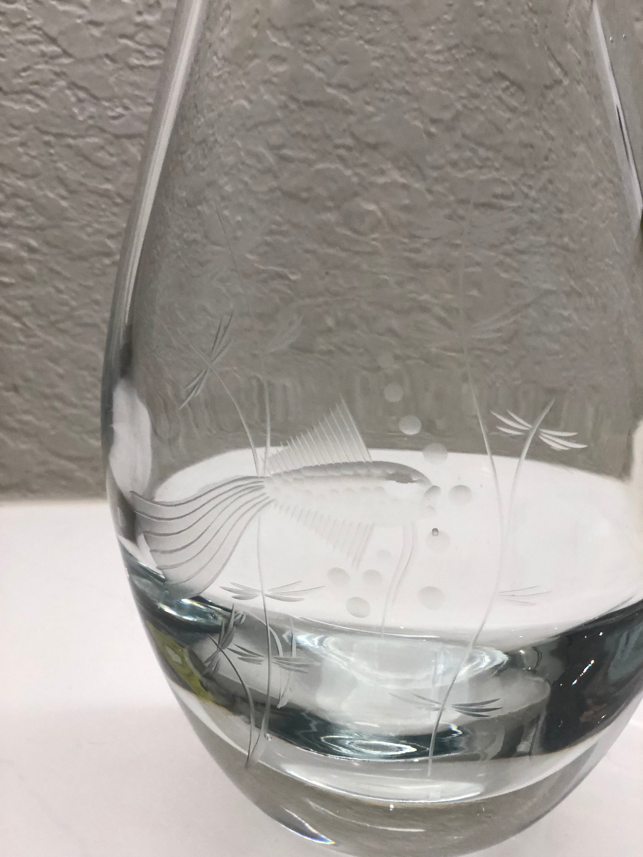 Kosta Boda Glass Vase, Sweden, Etched Fish,swim Goldfish,koi - Etsy