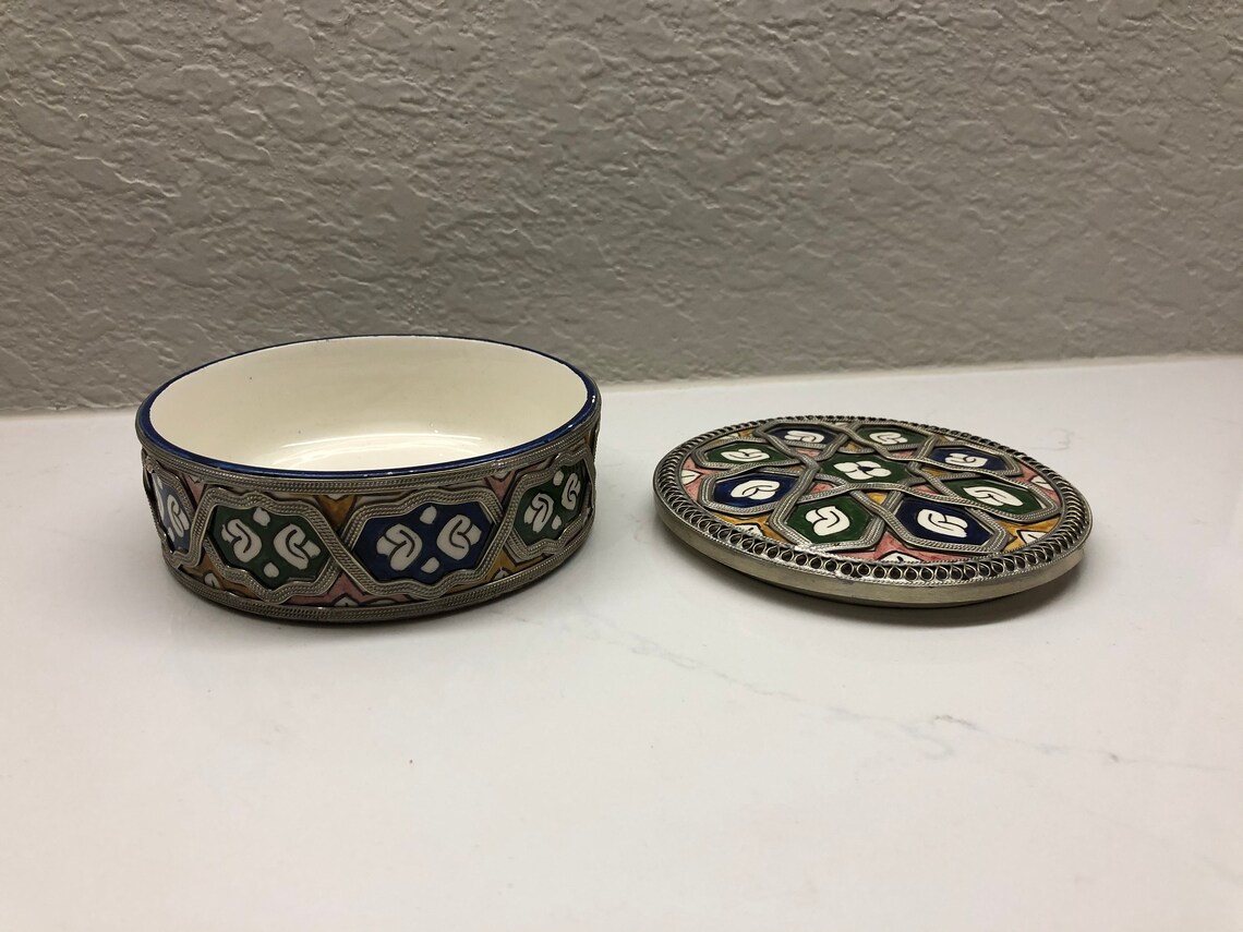 Vintage Handmade Fez Morocco Ceramic Pottery With Filigree - Etsy