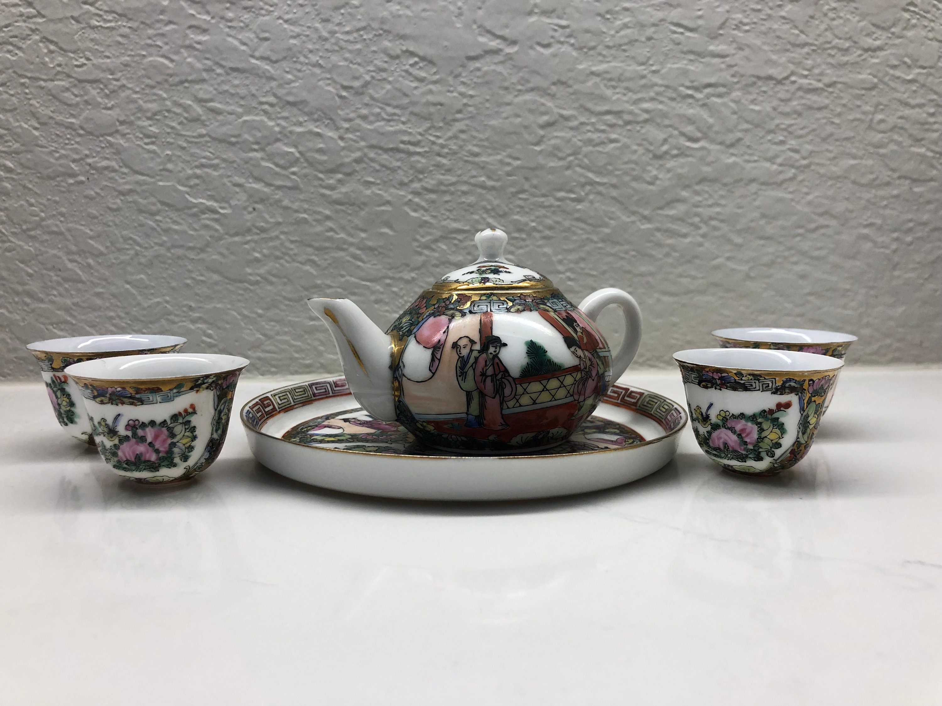 Antique Chinese Tea Set Hand Painted Porcelain Miniature Set - Etsy