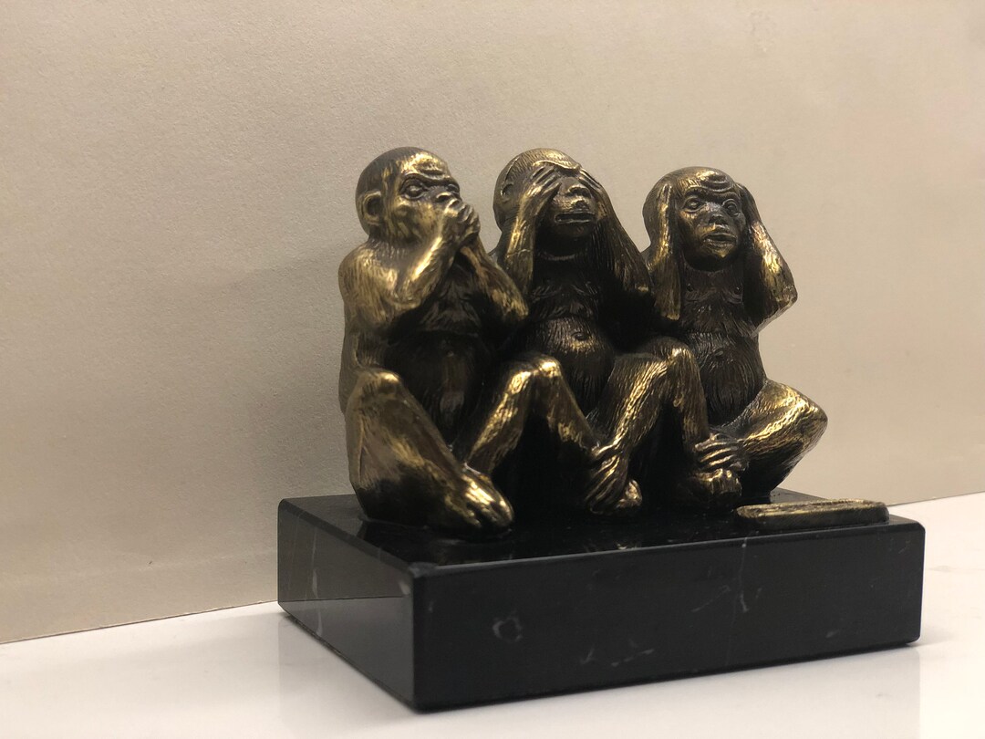 Sculpture Statue Figure 3 Monkeys Bronze Vintage Deco Design Home - Etsy