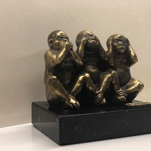 Sculpture Statue Figure 3 Monkeys Bronze Vintage Deco Design Home - Etsy