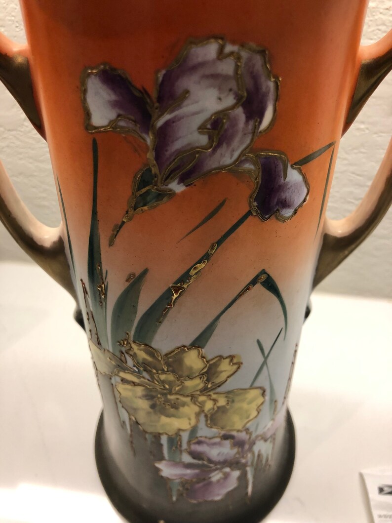 Royal Nippon Nishiki Hand Painted Floral Vase Gold Moriage Large 16 ...