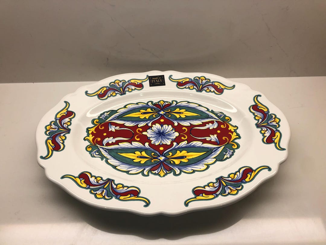 Italian Serving Plate Nova Deruta Italy Ceramic 15x12 Oval Platter ...