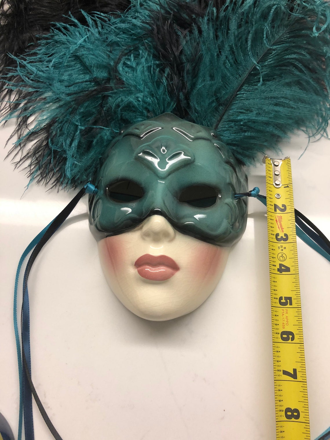 Authentic Masquerade Ceramic Full Face Feather Mask Vintage - Etsy