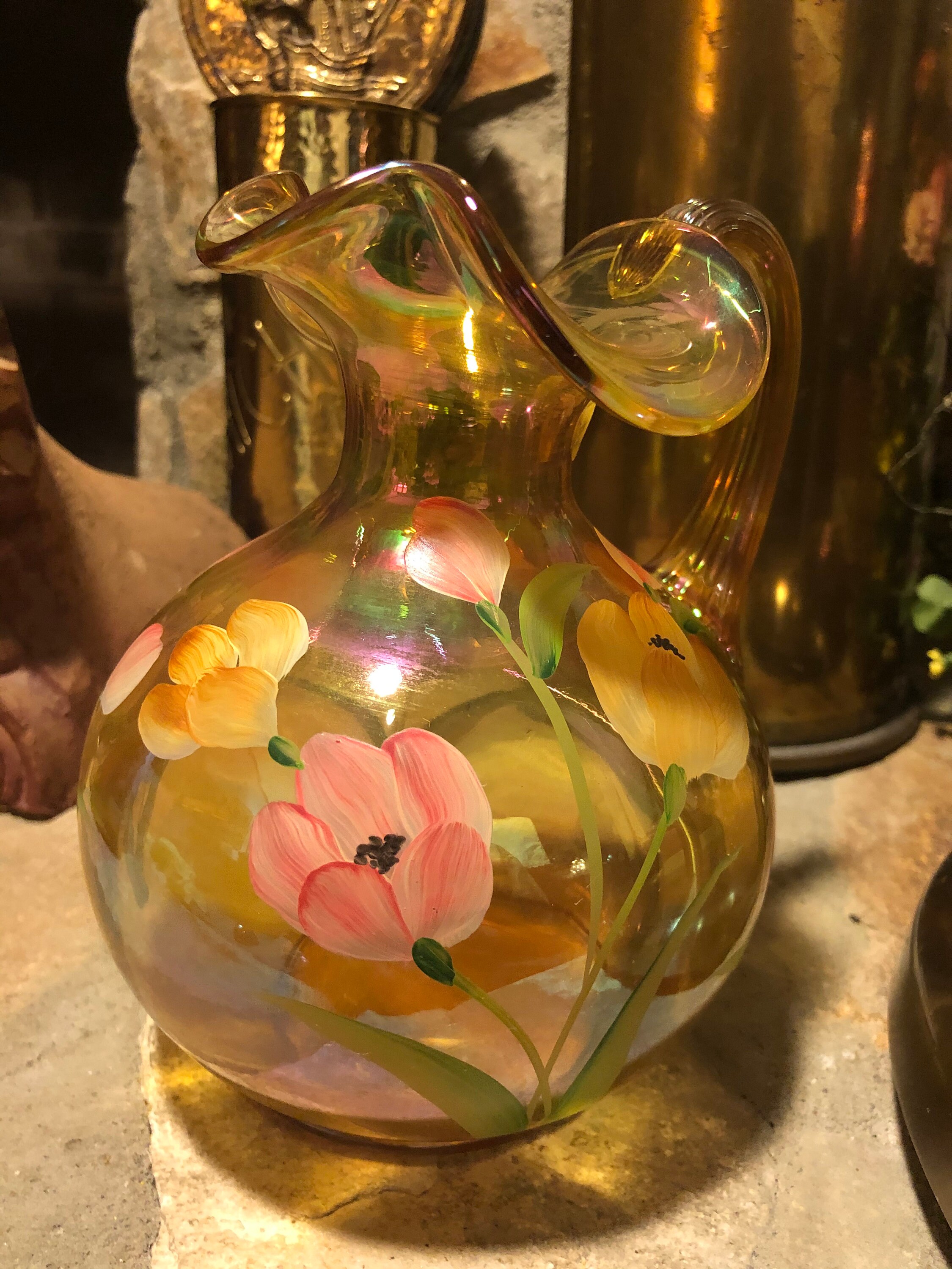 FENTON Signed Art Glass Pitcher Tammy Neader - Etsy