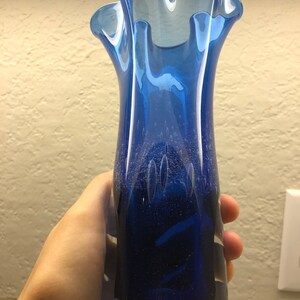 David Traub Art Glass Cobalt Blue Vase Signed Vintage 83 Rare Art Work ...