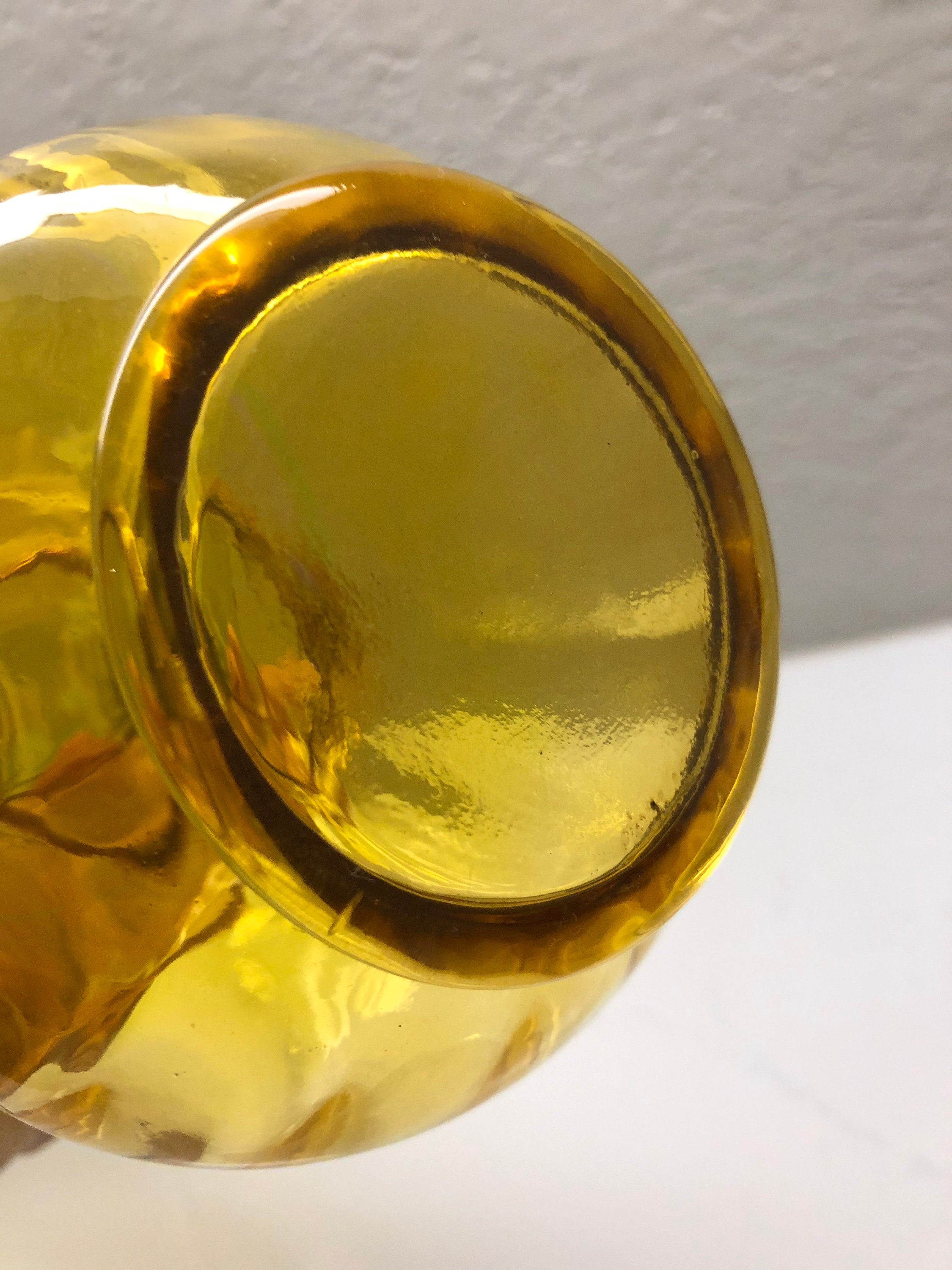 Vintage Mid Century Modern Yellow Slag Swung Glass Vase Kanawha Glass ...