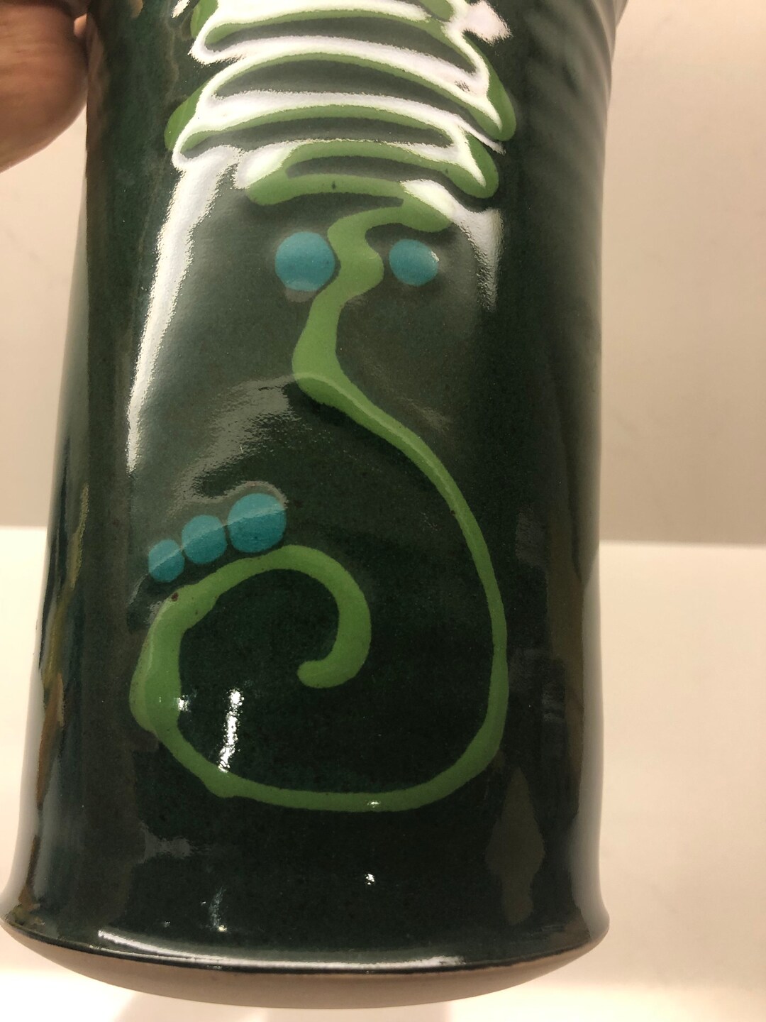 Studio Art Lehman Goertzen Pottery Vase Dark Green With Swirl - Etsy