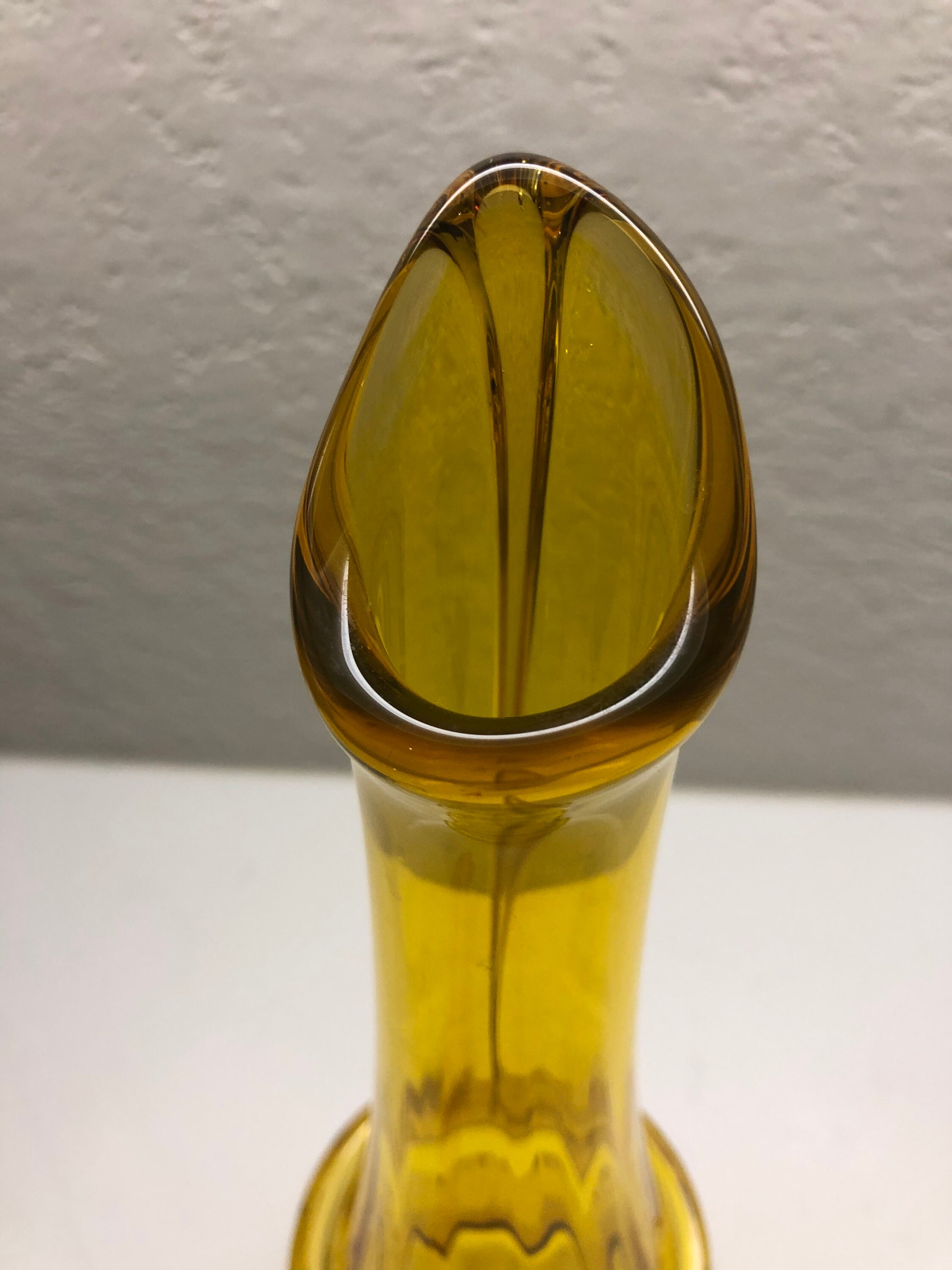 Vintage Mid Century Modern Yellow Slag Swung Glass Vase - Etsy