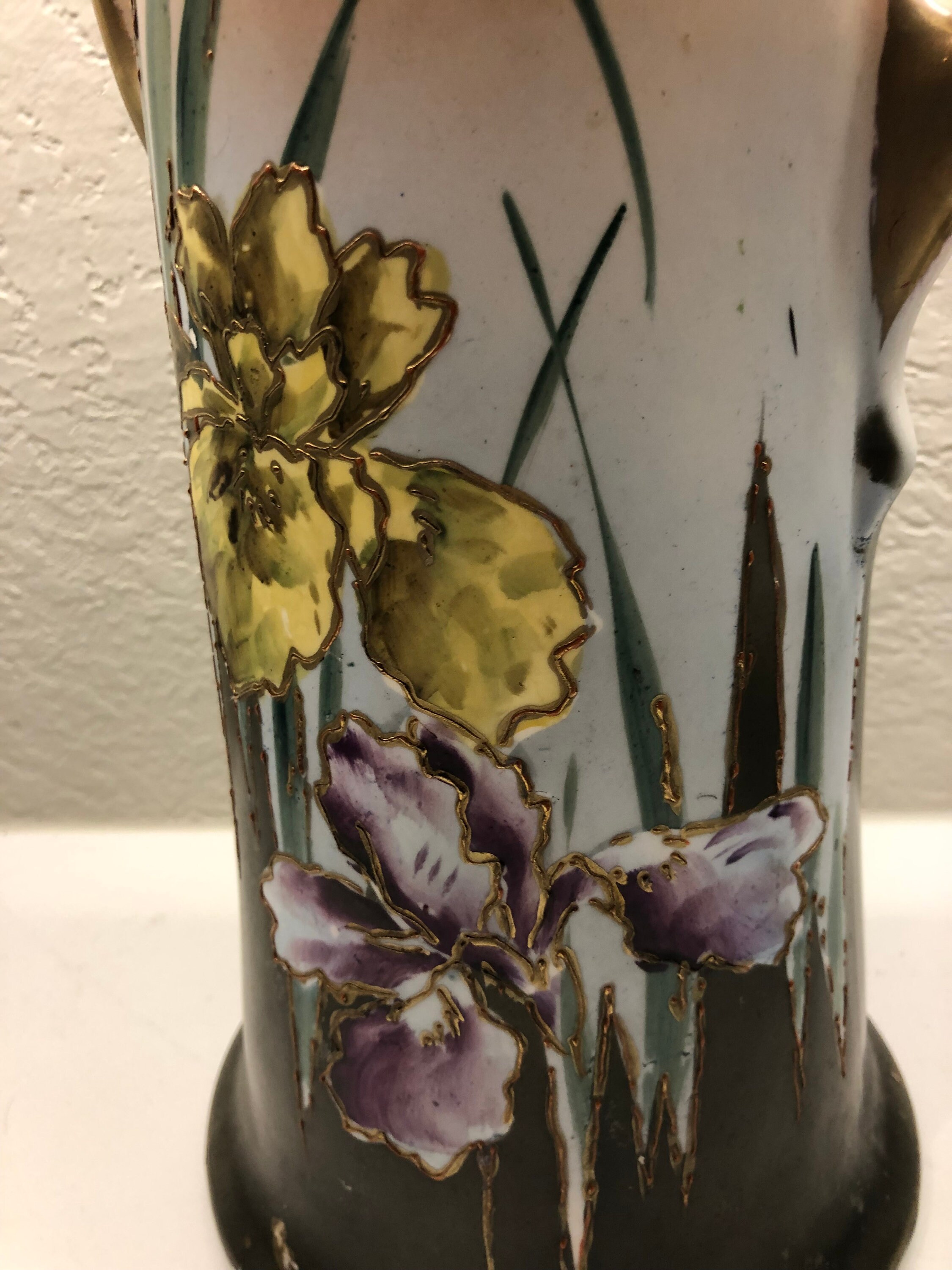 Royal Nippon Nishiki Hand Painted Floral Vase Gold Moriage Large 16 ...