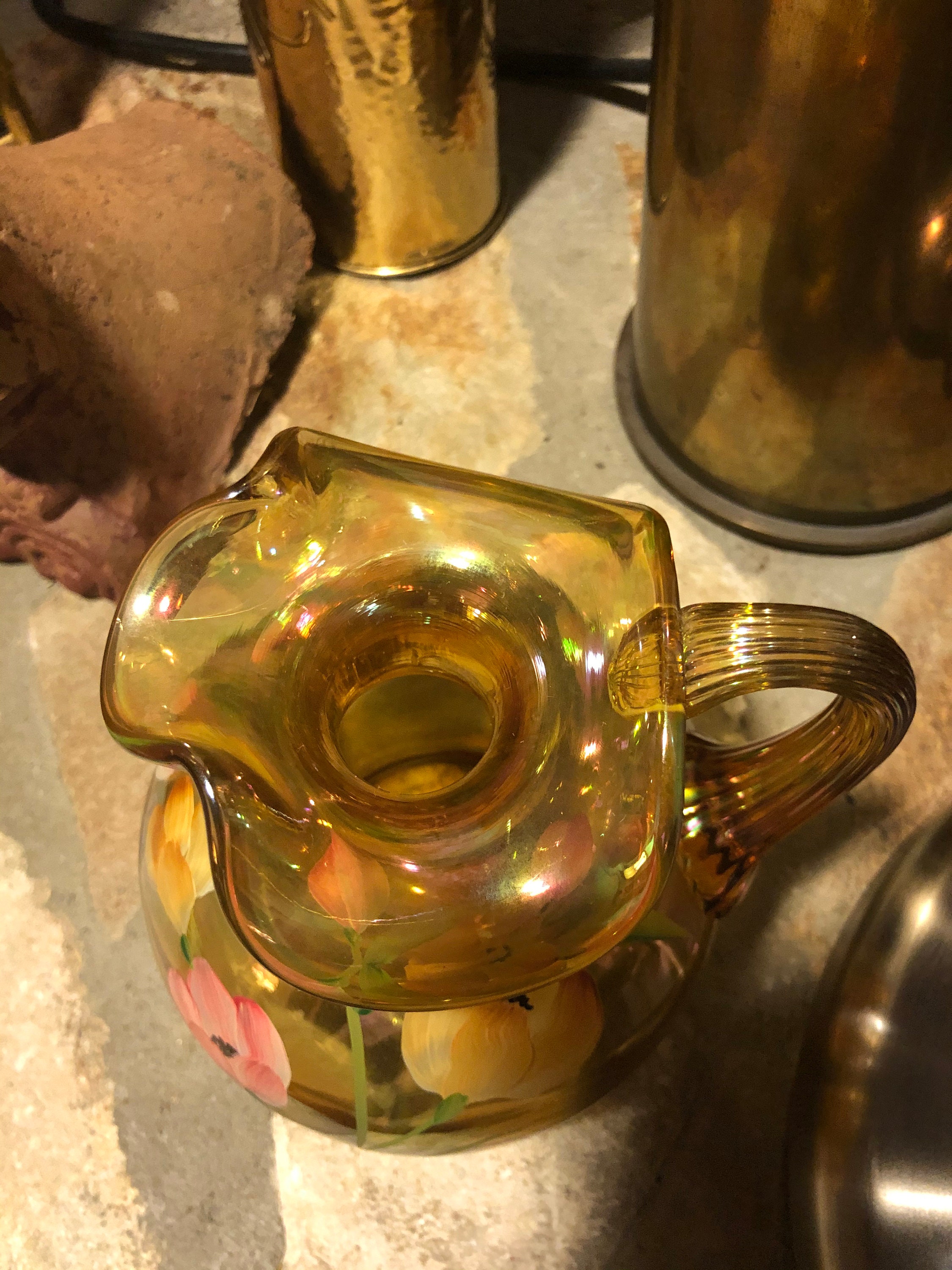 FENTON Signed Art Glass Pitcher Tammy Neader - Etsy