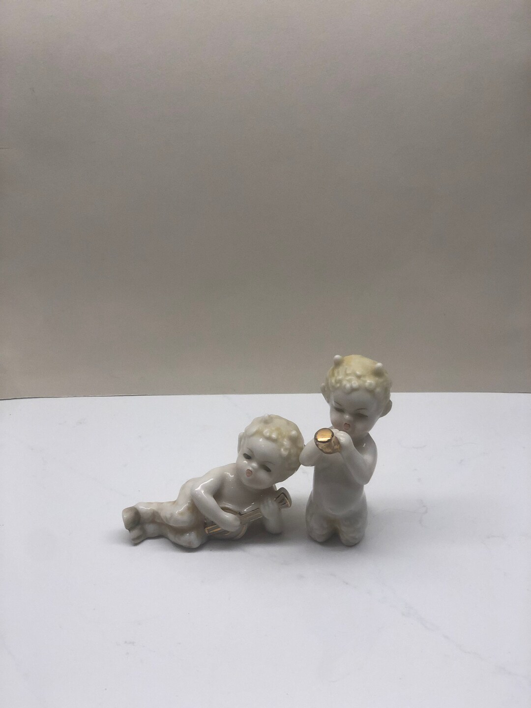 Vintage Porcelain Satyr Set of 2 Musician Cherub Devil Figurines 1950s ...