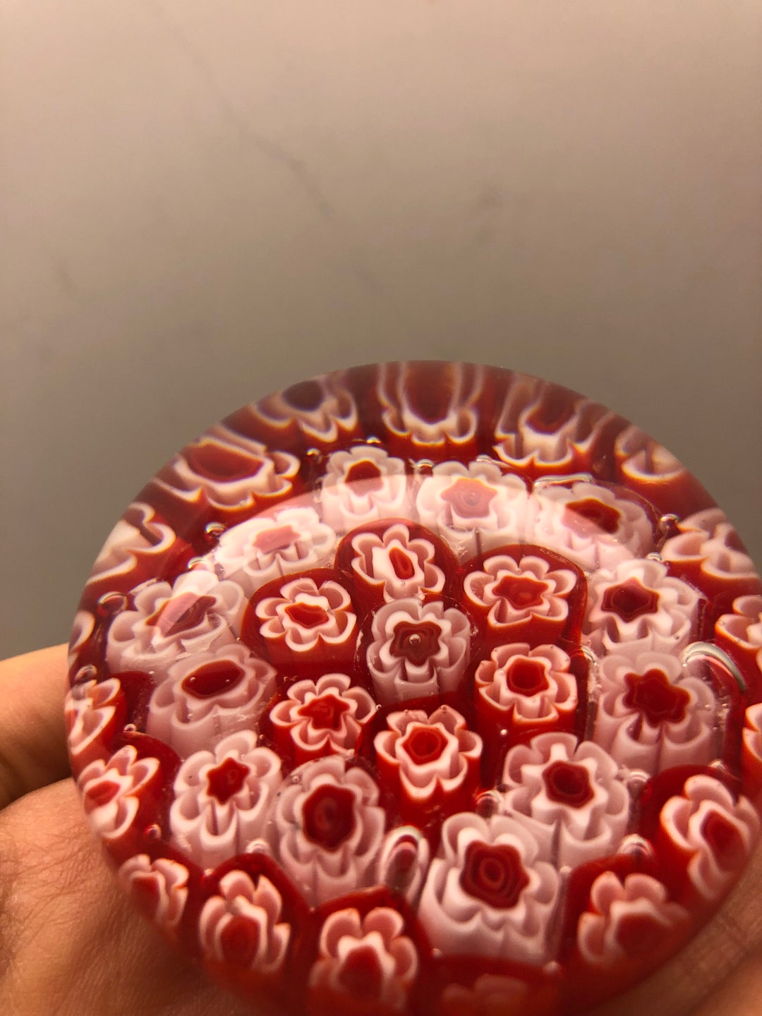 Art Glass Red Millefiori Paperweight - Etsy