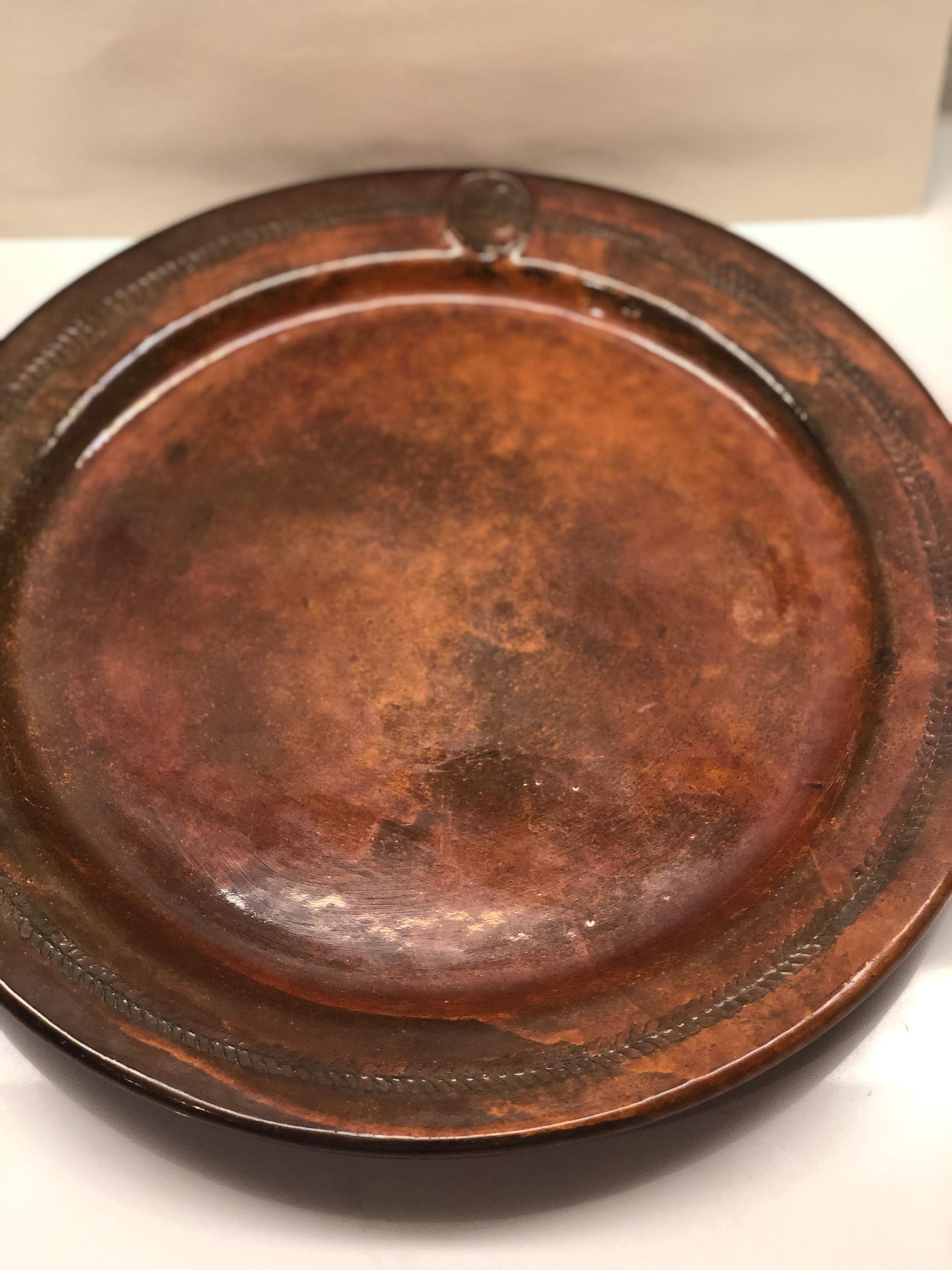 Large Antique Vintage Italian Ceramic Platter Brown Pottery , Serving ...