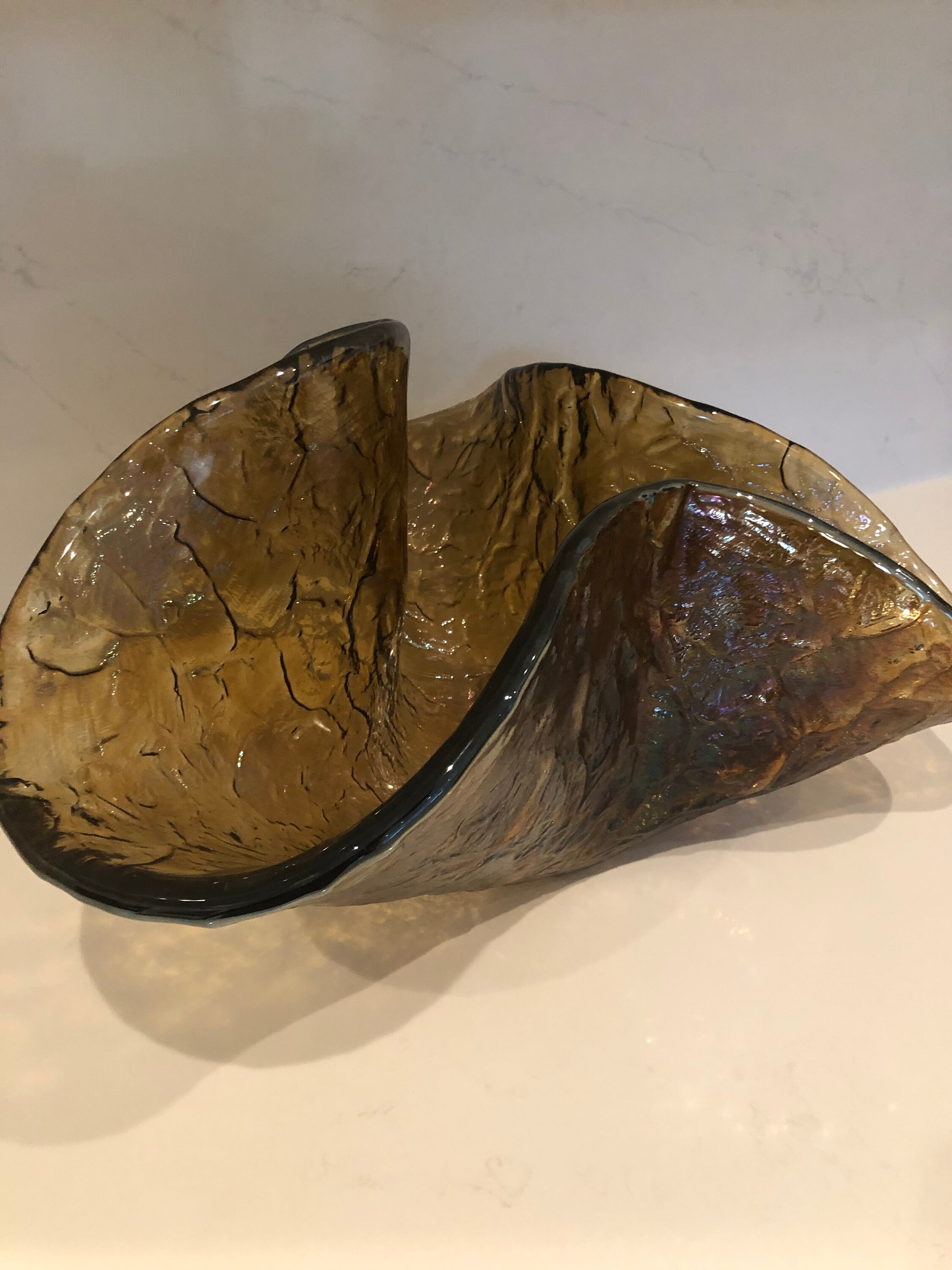 Jsg Oceana Art Glass Centerpiece Made in USA Large Bowl Freeform ...