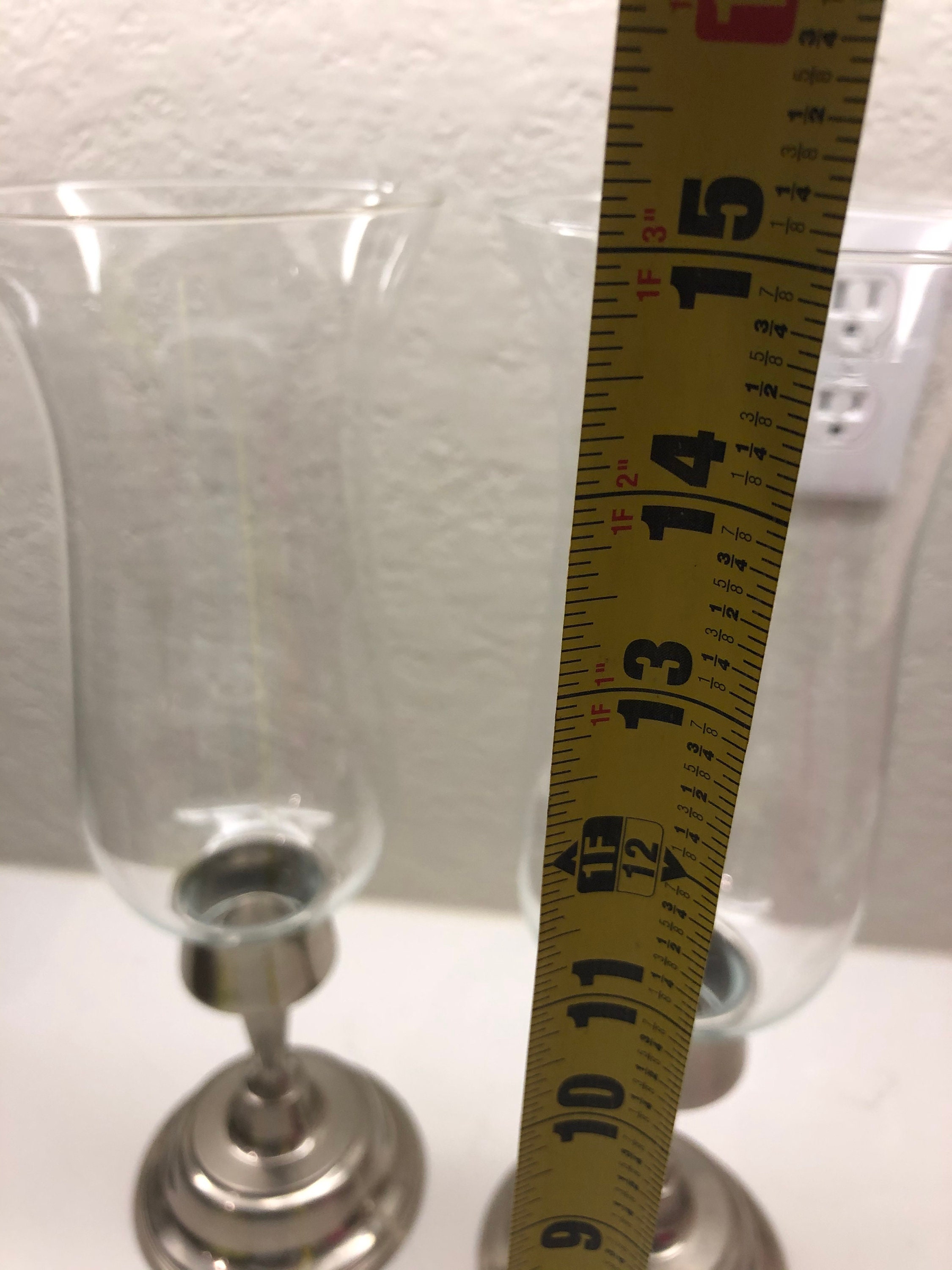 Vintage Heavy Candlestick Hurricane Glass Candle Holder - Etsy